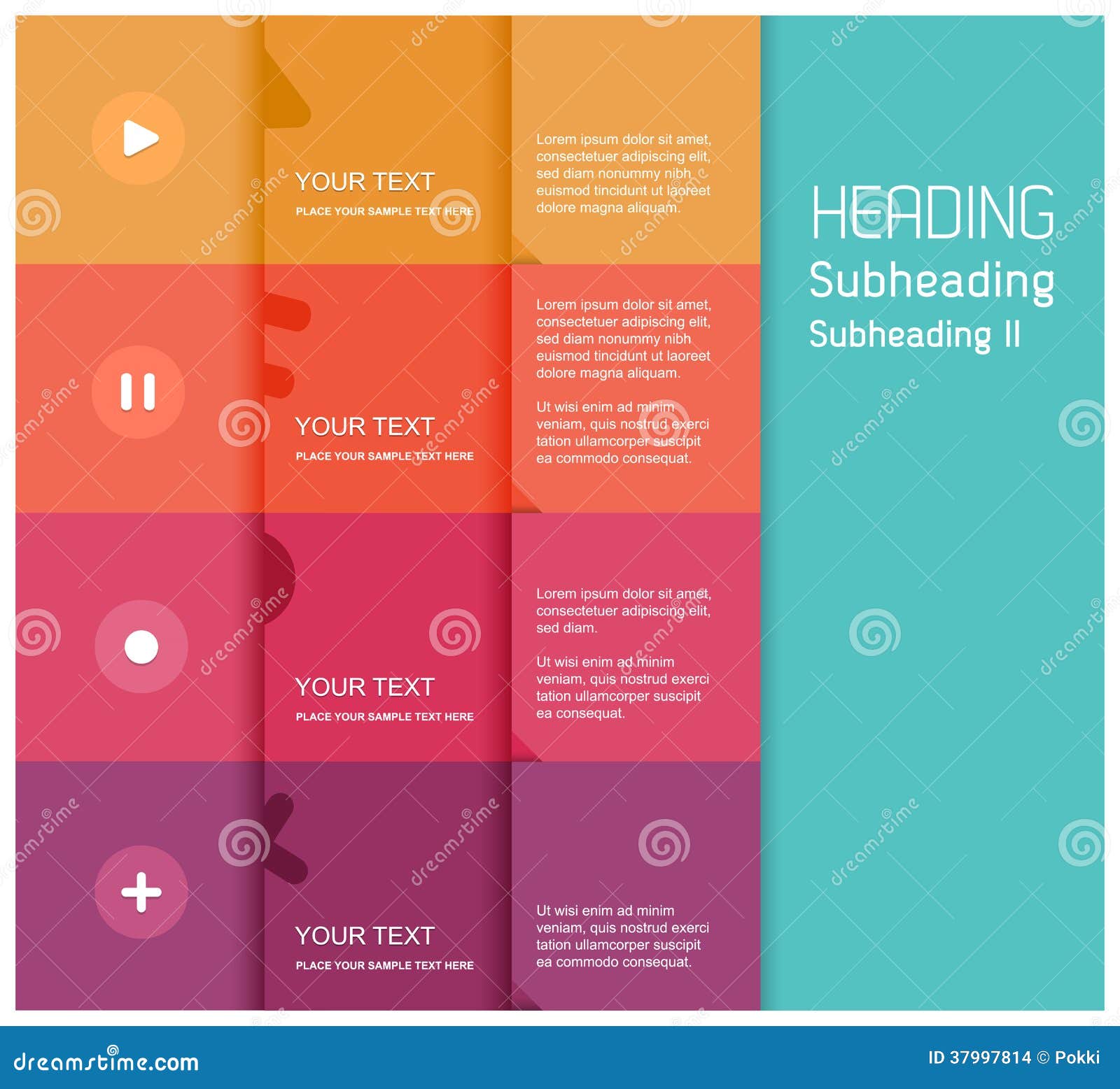 5 Color Flat Design Template Stock Vector - Illustration of button ...