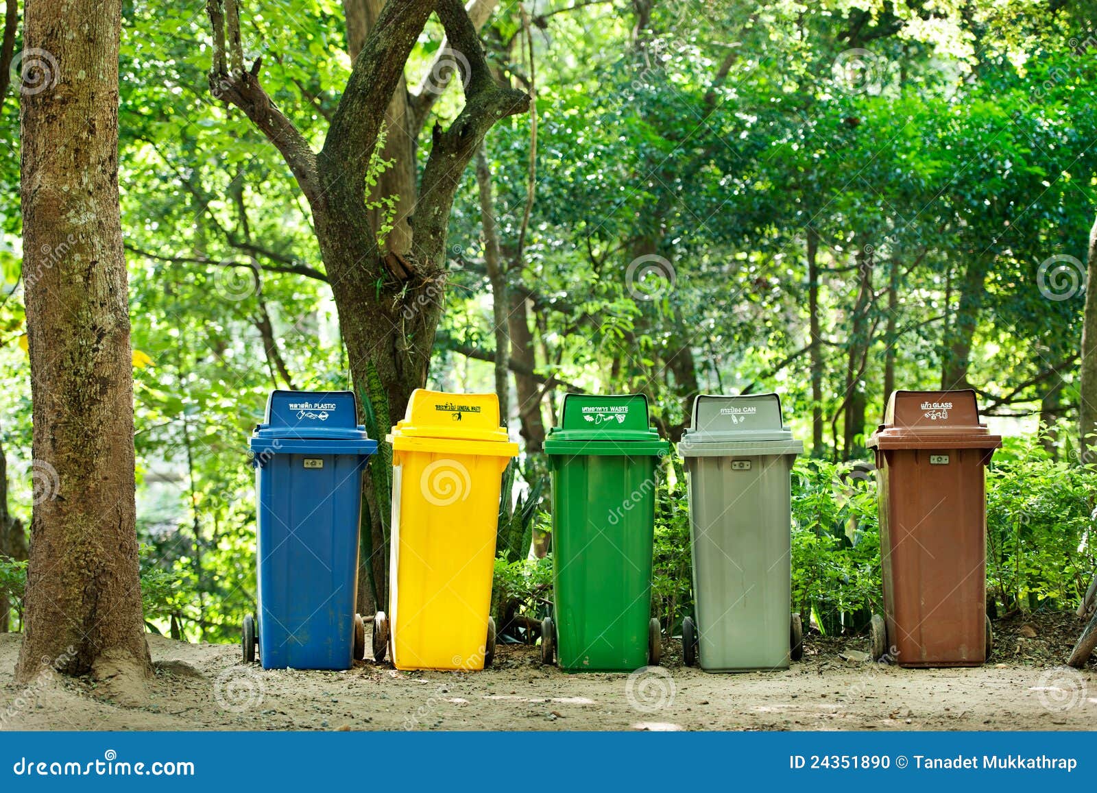 5 colors recycle bins stock photo. Image of metal, reuse - 24351890
