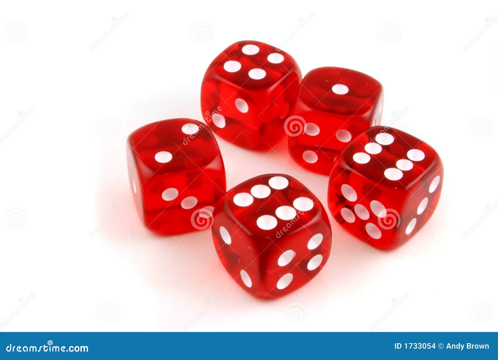 5 Dice Thrown Onto the Table Stock Photo - Image of gaming, casino: 1733054
