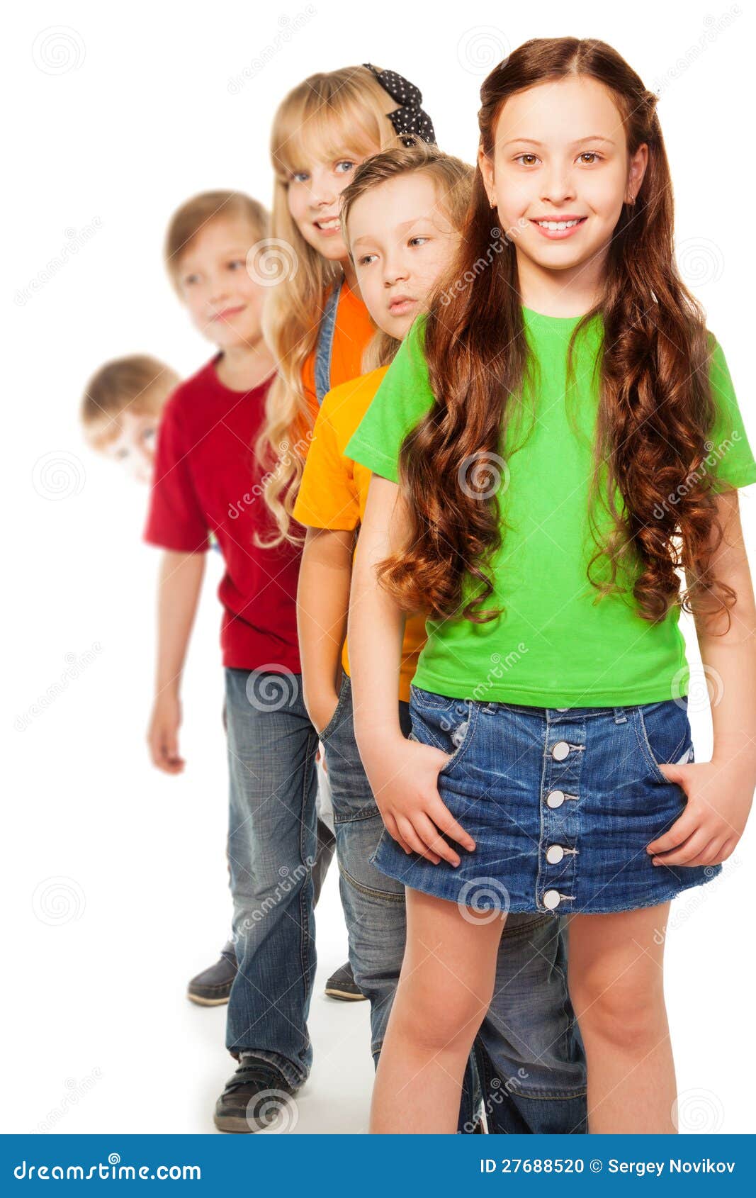 5 Friends Standing Together in a Line Stock Photo - Image of children ...