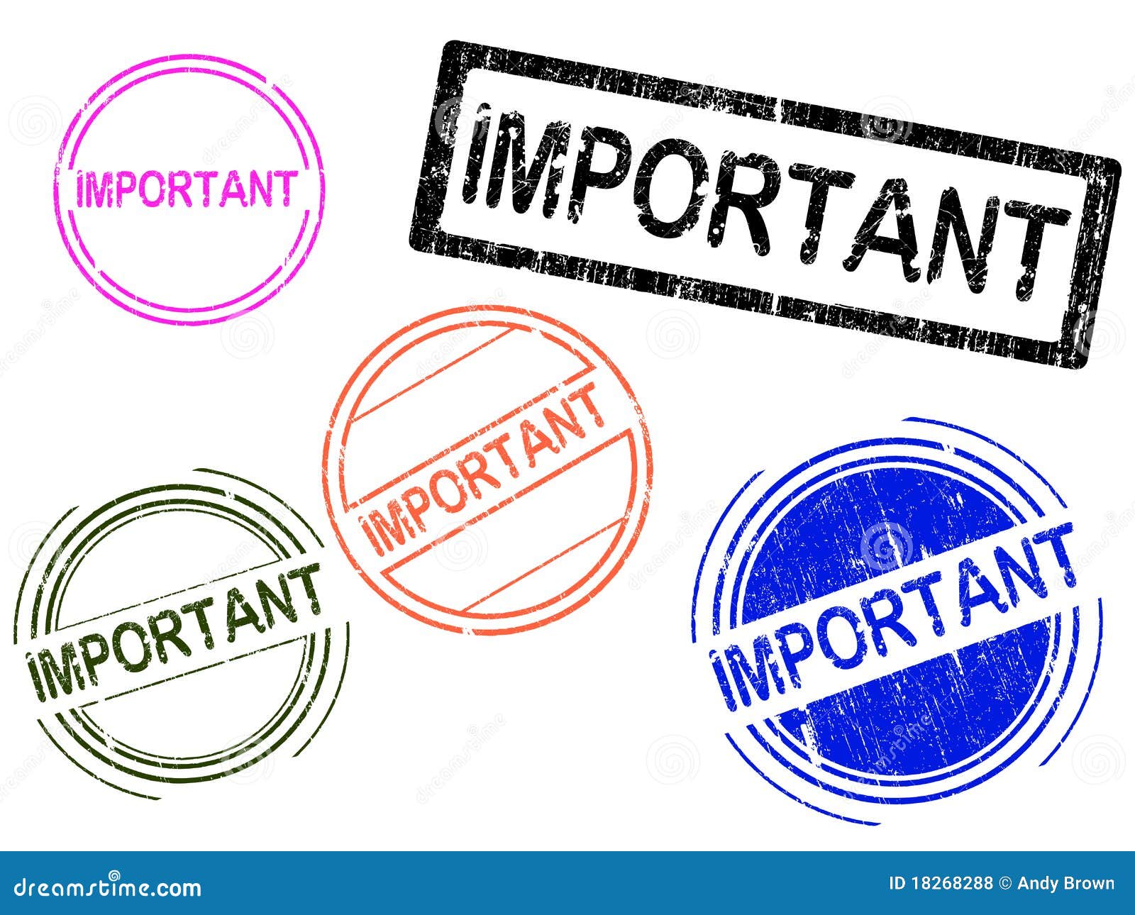 5 Grunge Stempel - WICHTIG vektor abbildung. Illustration von splat ...