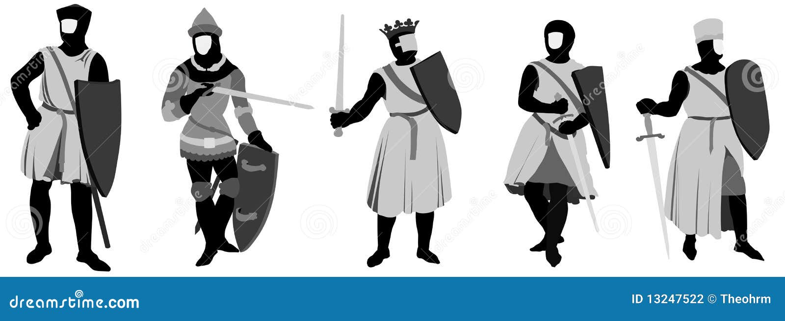 5 Knights stock vector. Illustration of helmet, defender - 13247522