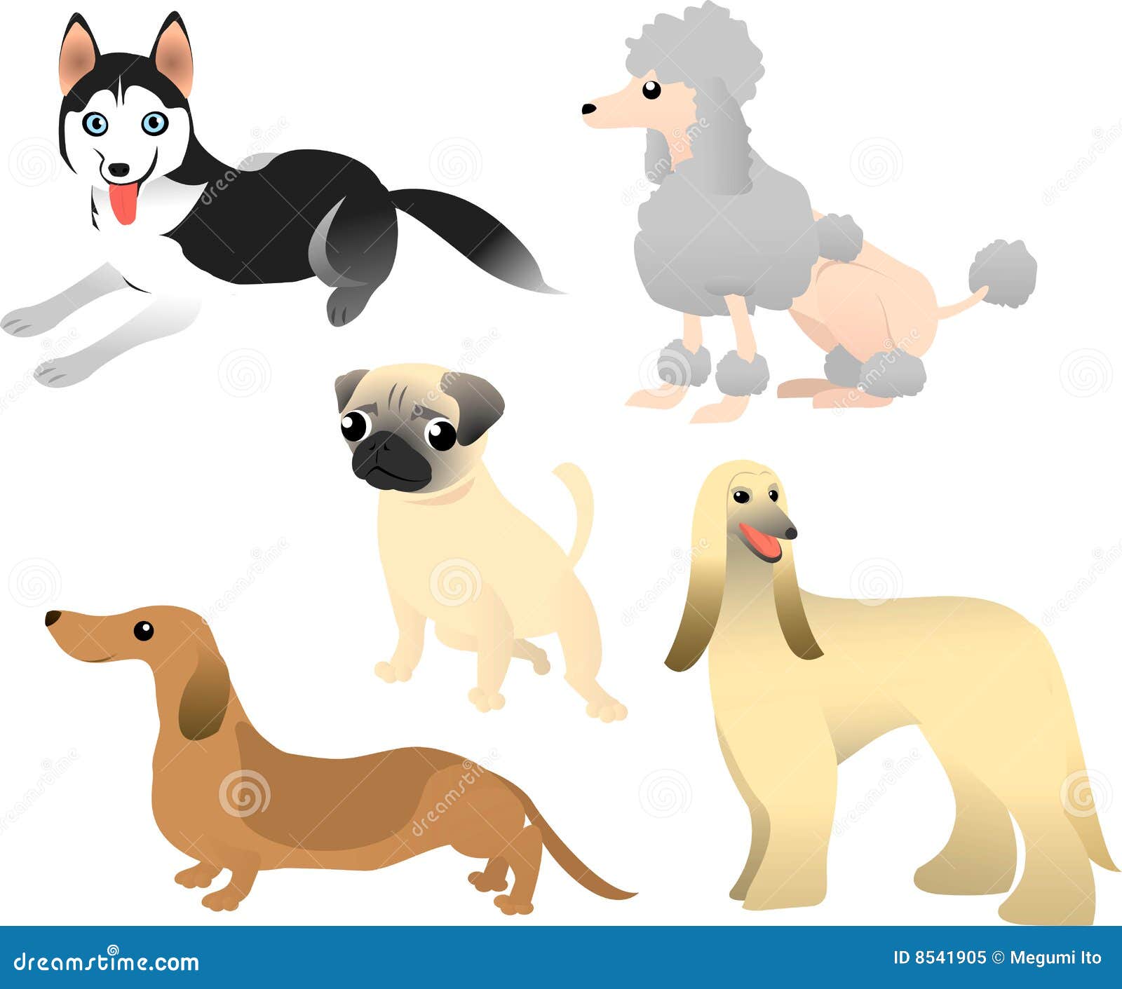 5 perros ilustración del vector. Ilustración de poco, hijo - 8541905