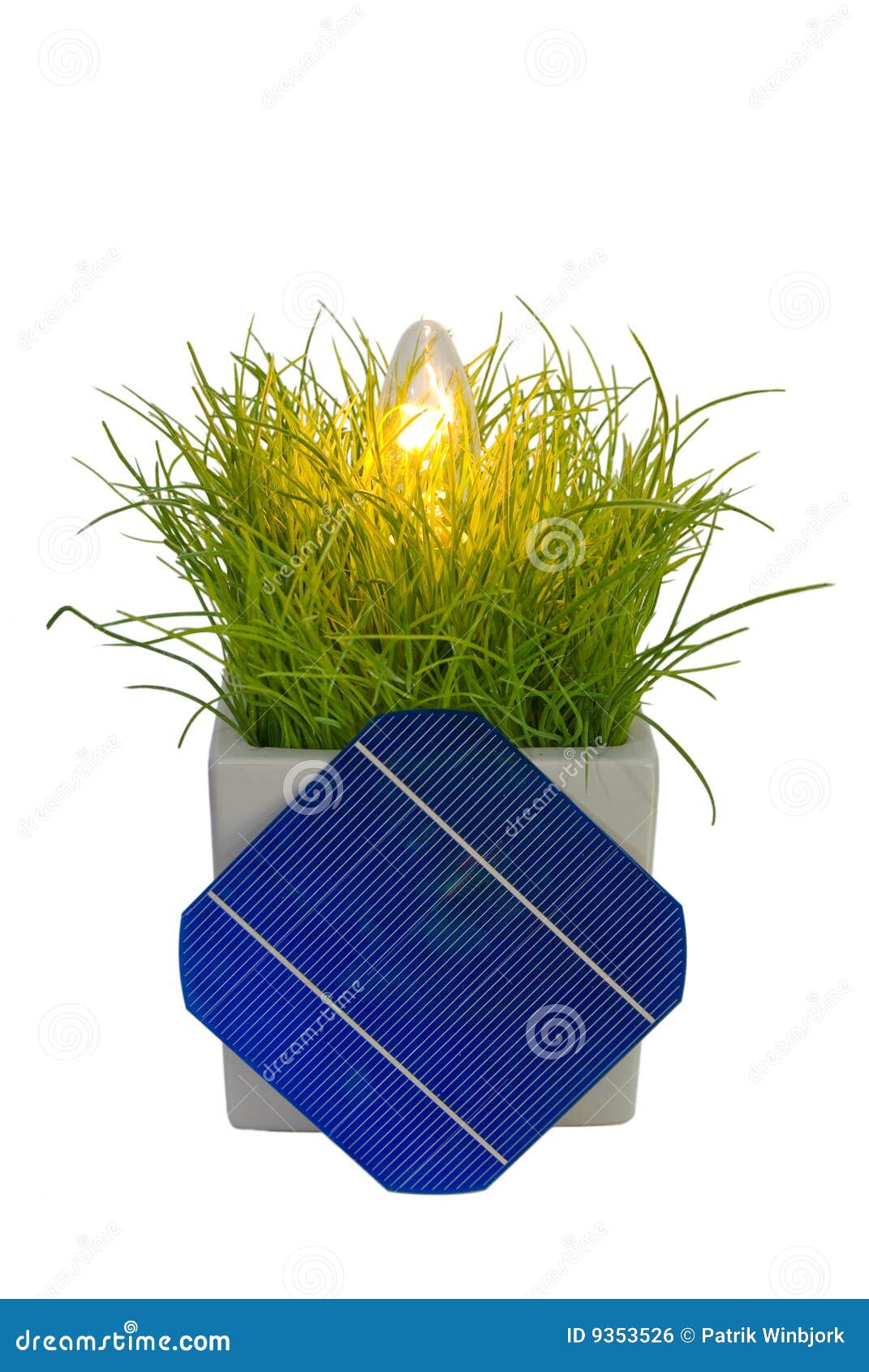 5 Solar-Cell in Flower Pot with Lamp Stock Photo - Image of mono, grid ...