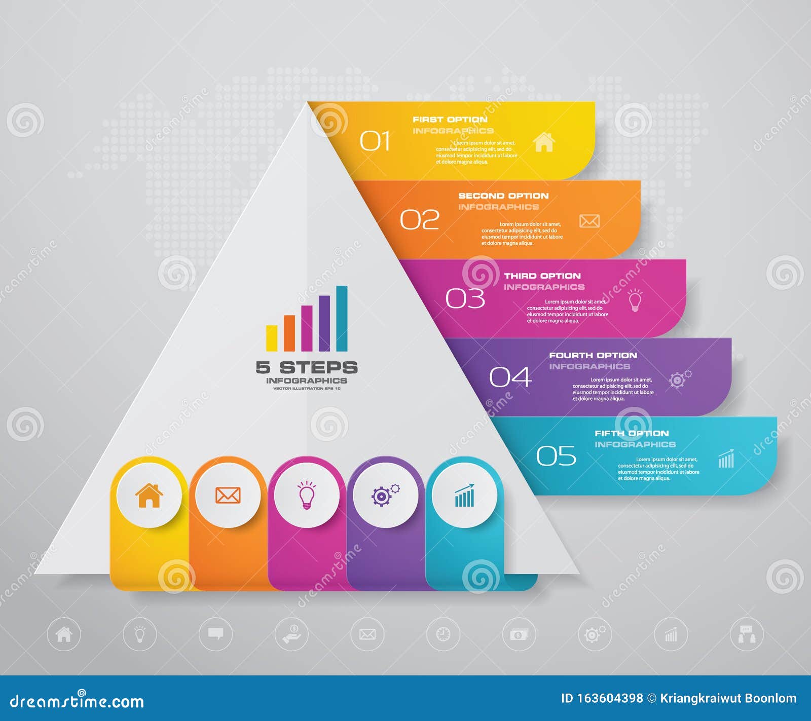 5 Steps Pyramid with Free Space for Text on Each Level. Infographics ...