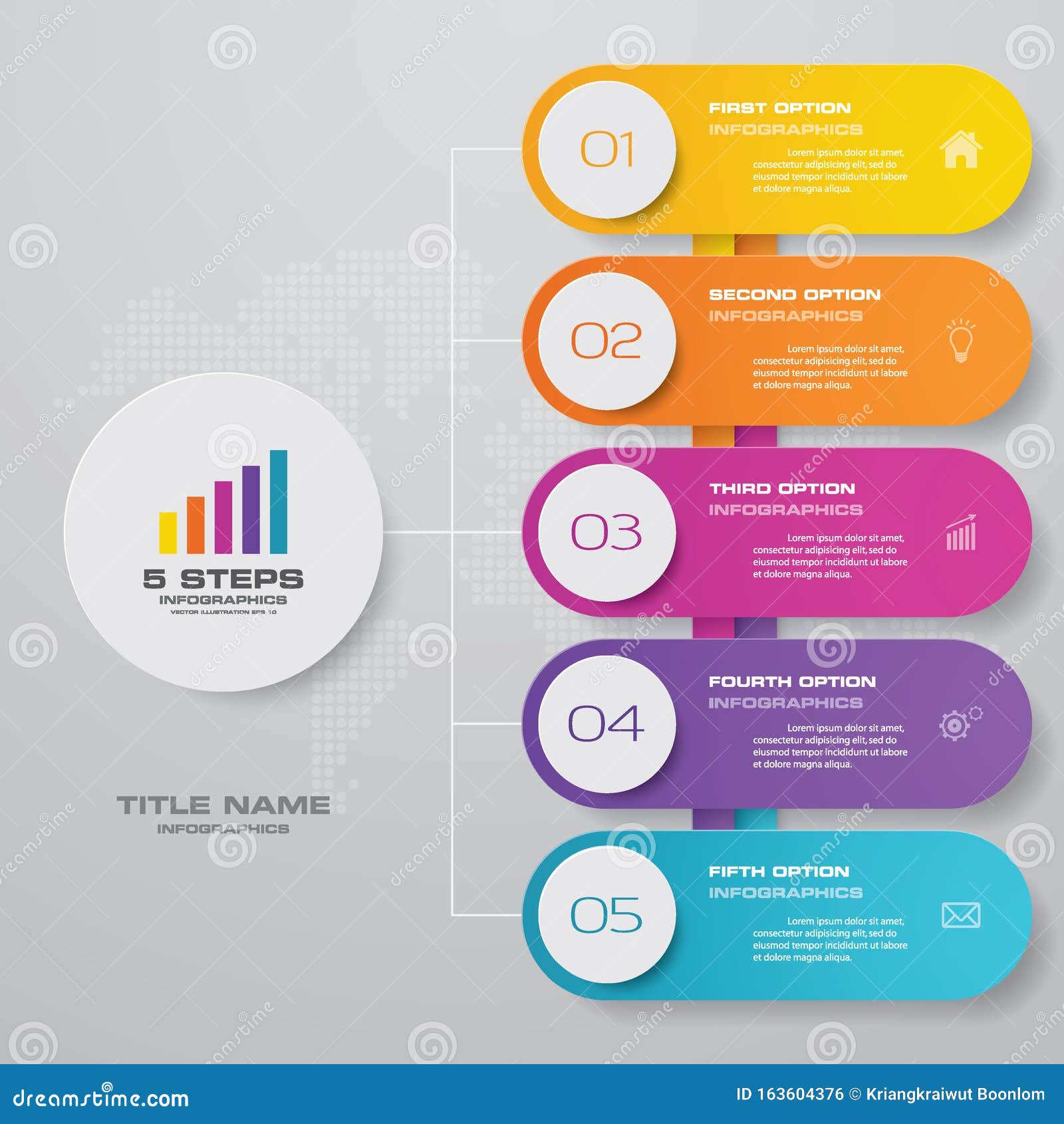 5 Steps Simple&editable Process Chart Infographics Element. Stock ...