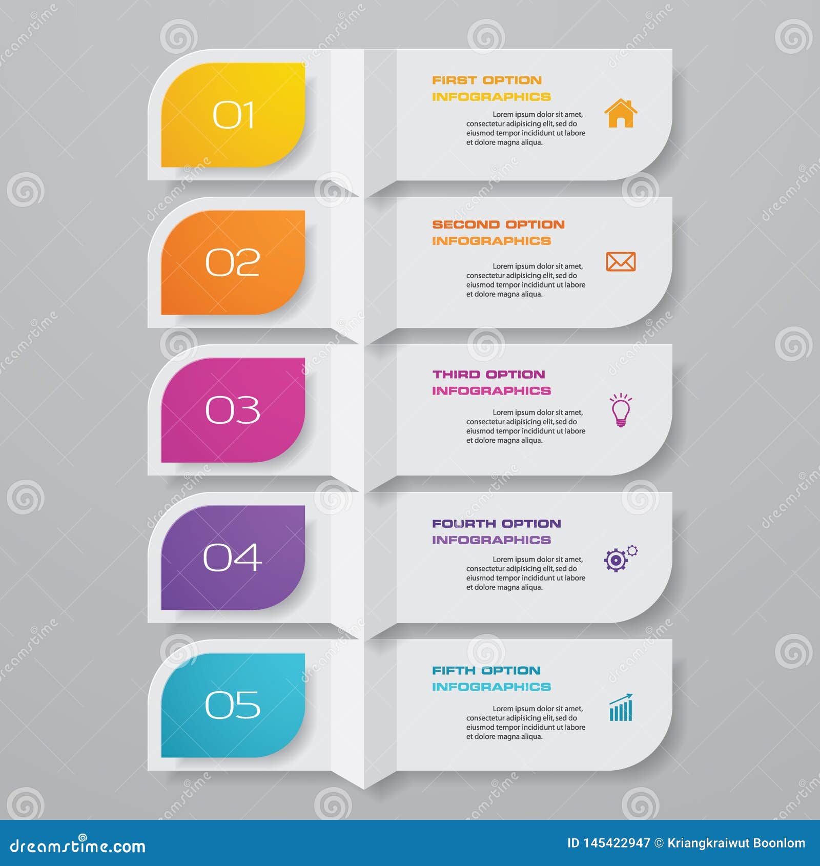 5 Steps Simple&editable Process Chart Infographics Element. Stock ...