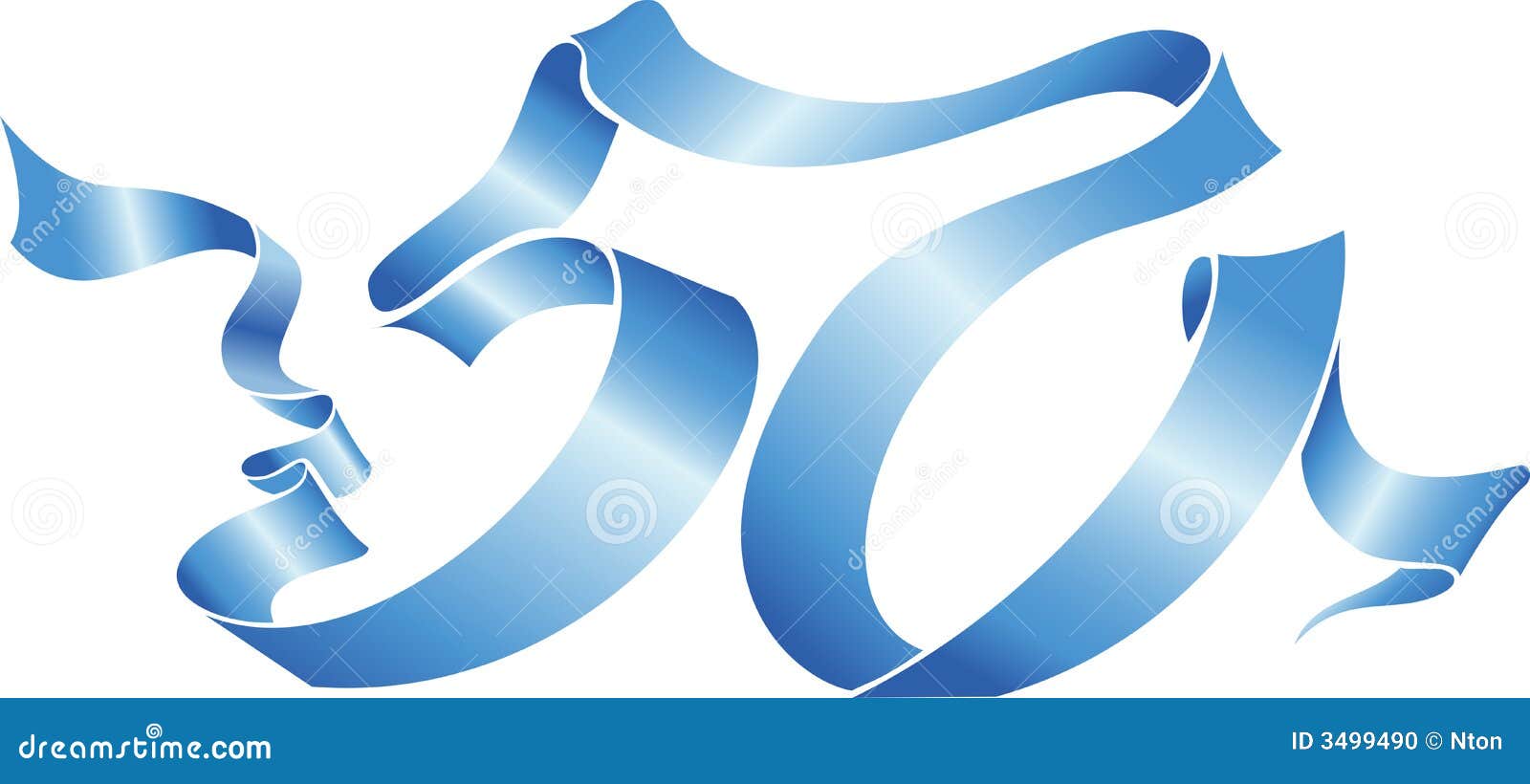 50 blue ribbon stock vector. Illustration of anniversary - 3499490