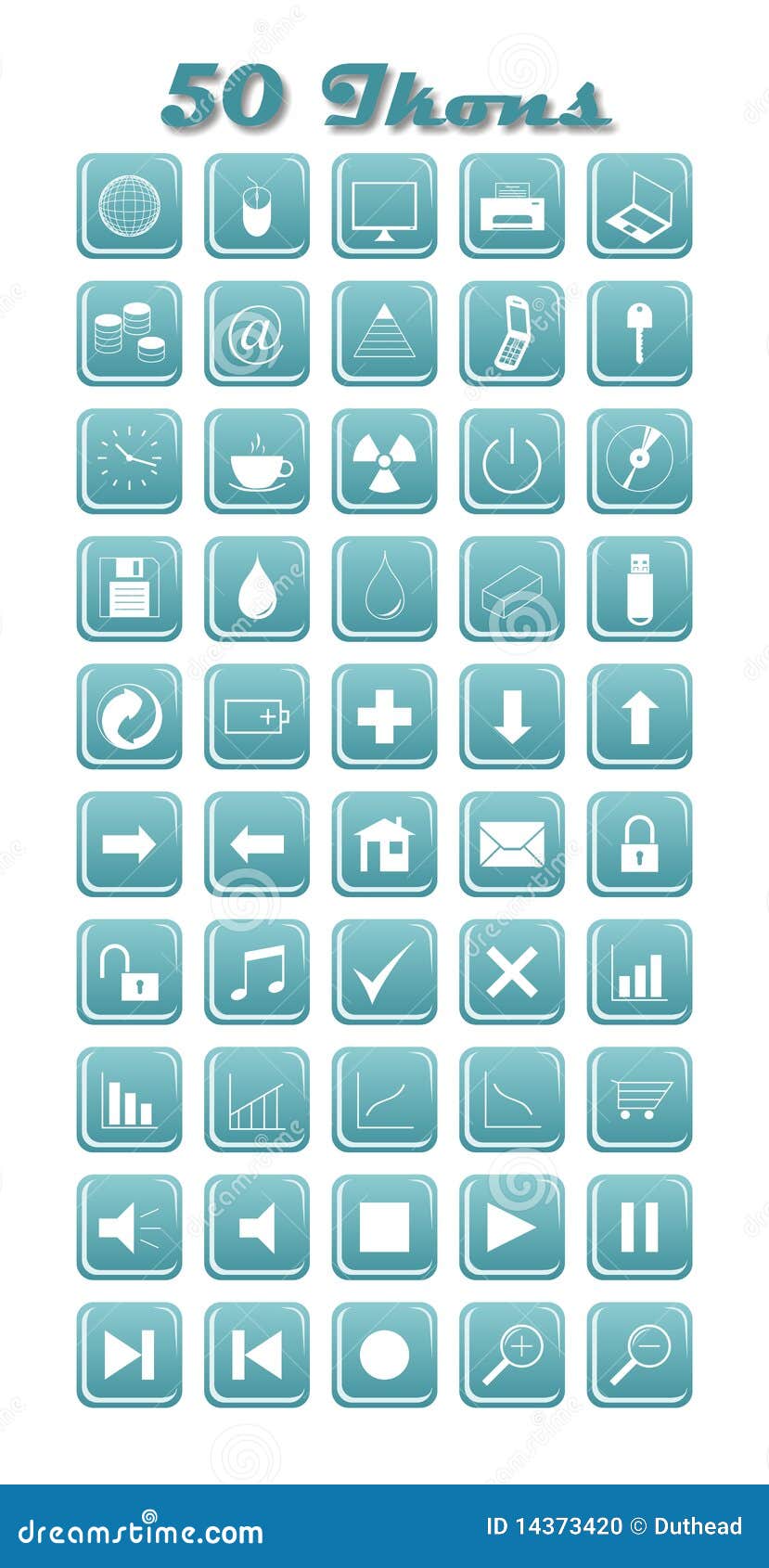 50 Icons stock vector. Illustration of mouse, battery - 14373420