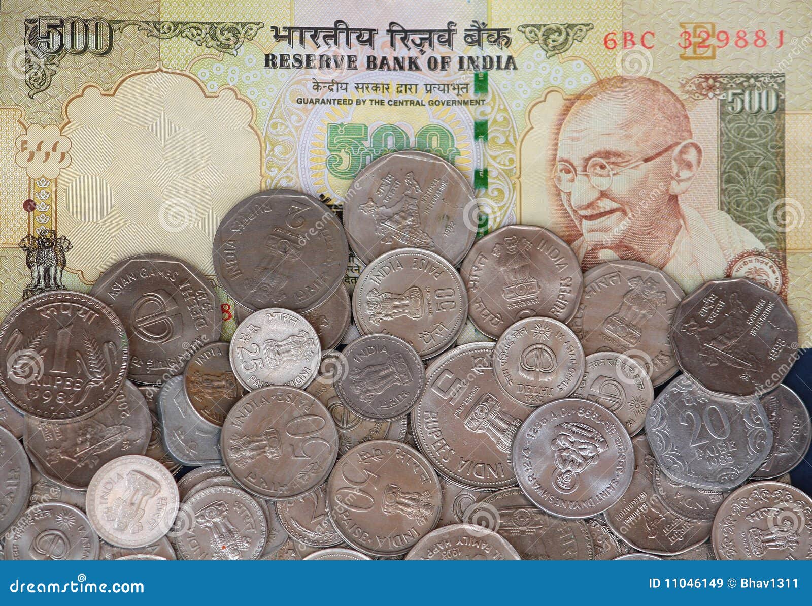 500 Rs Note and Coins stock image. Image of rupee, currency - 11046149