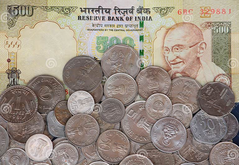 500 Rs Note and Coins stock image. Image of rupee, currency - 11046149