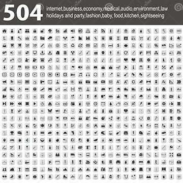 504 Icons with shadow stock vector. Illustration of data - 29535235