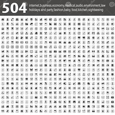 504 Icons with shadow stock vector. Illustration of data - 29535235