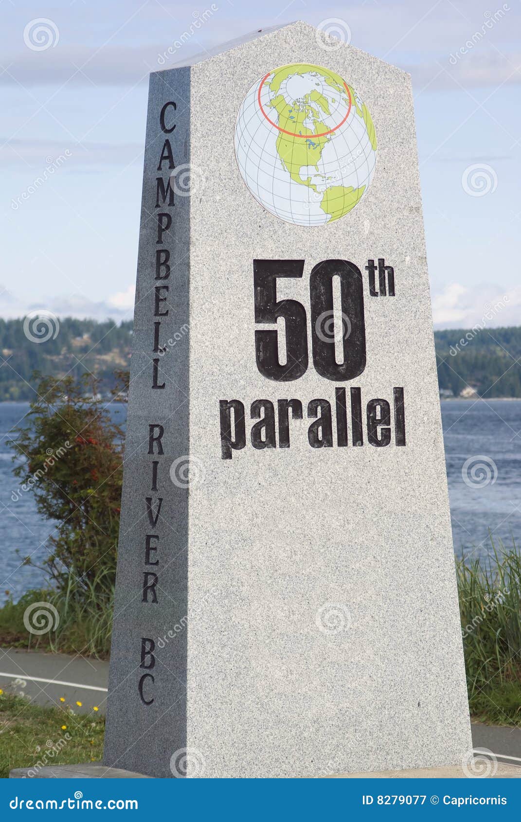 50th Parallel Marker in Campbell River Stock Image - Image of pender ...