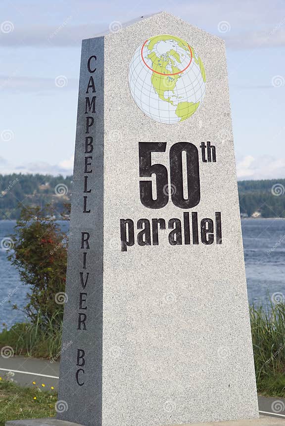 50th Parallel Marker in Campbell River Stock Image - Image of pender ...