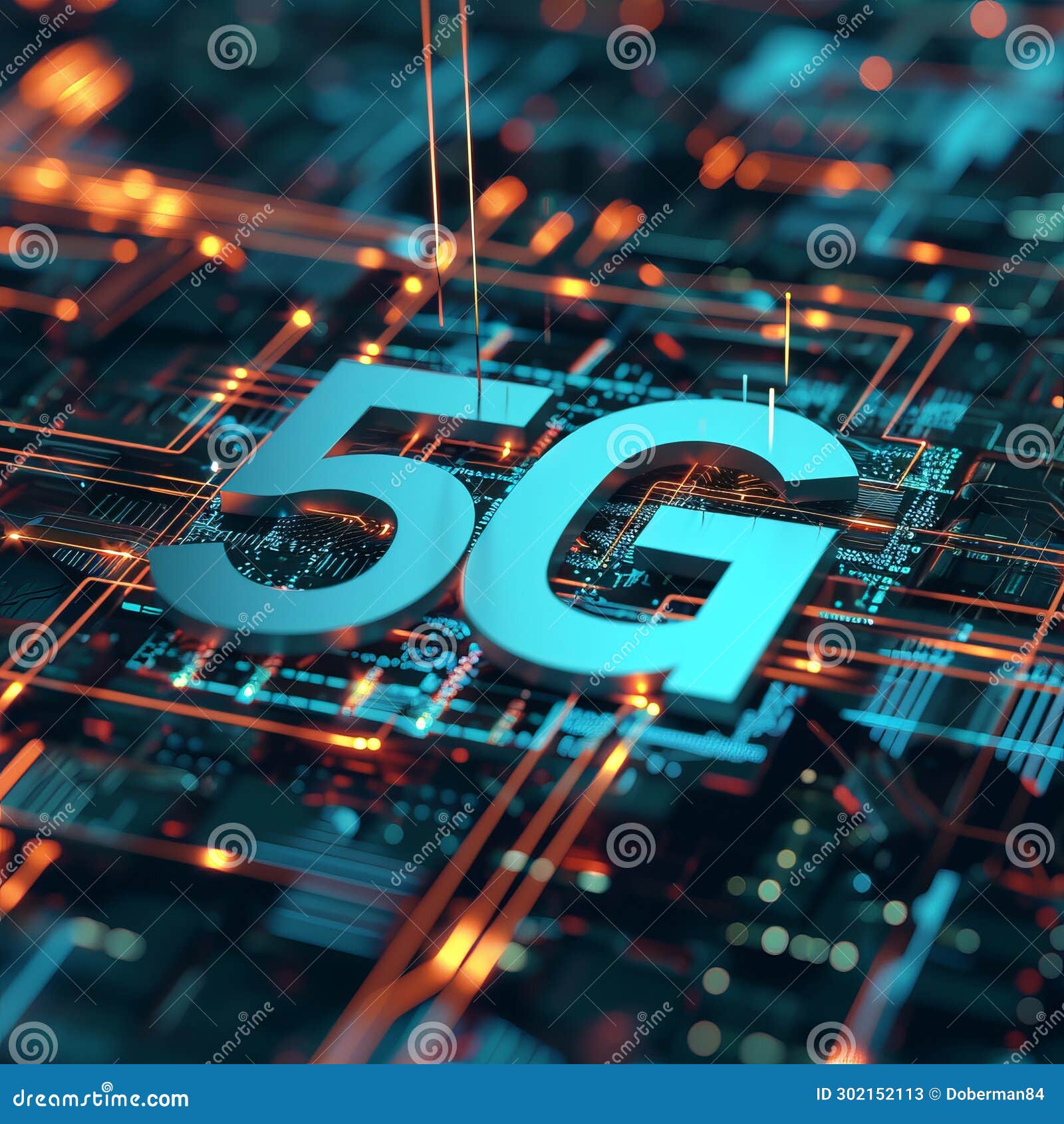 5G Logo on a Computer Chip Built into the Board of Computer. High-speed ...