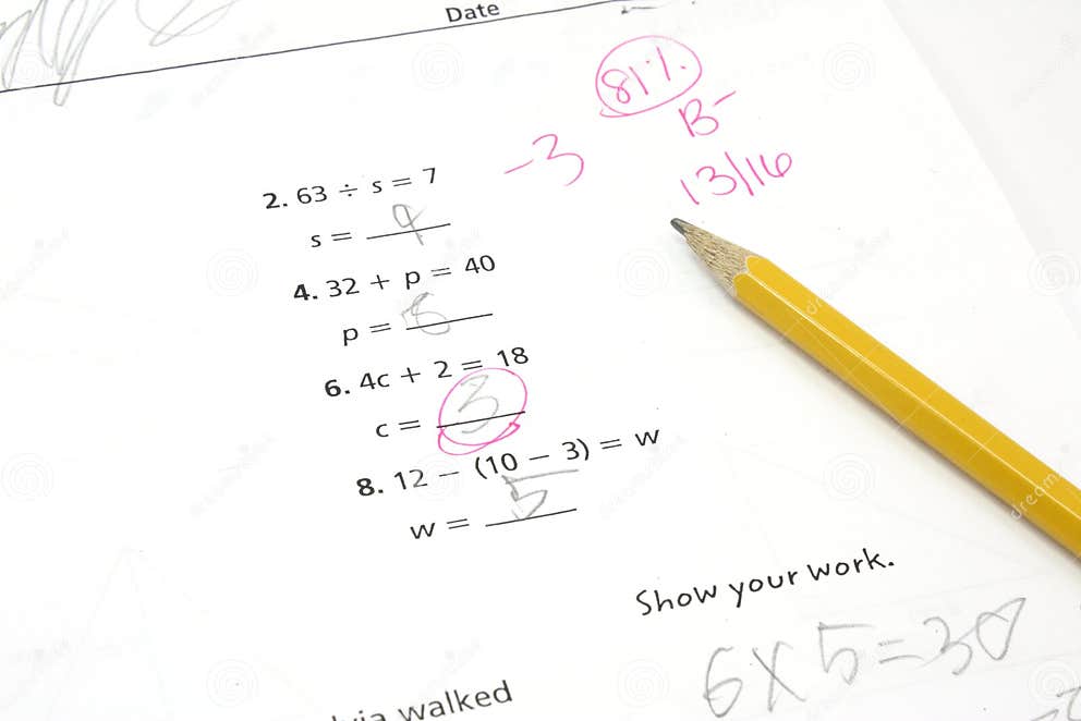 5th Grade Math Test stock image. Image of algebra, learning - 11304681