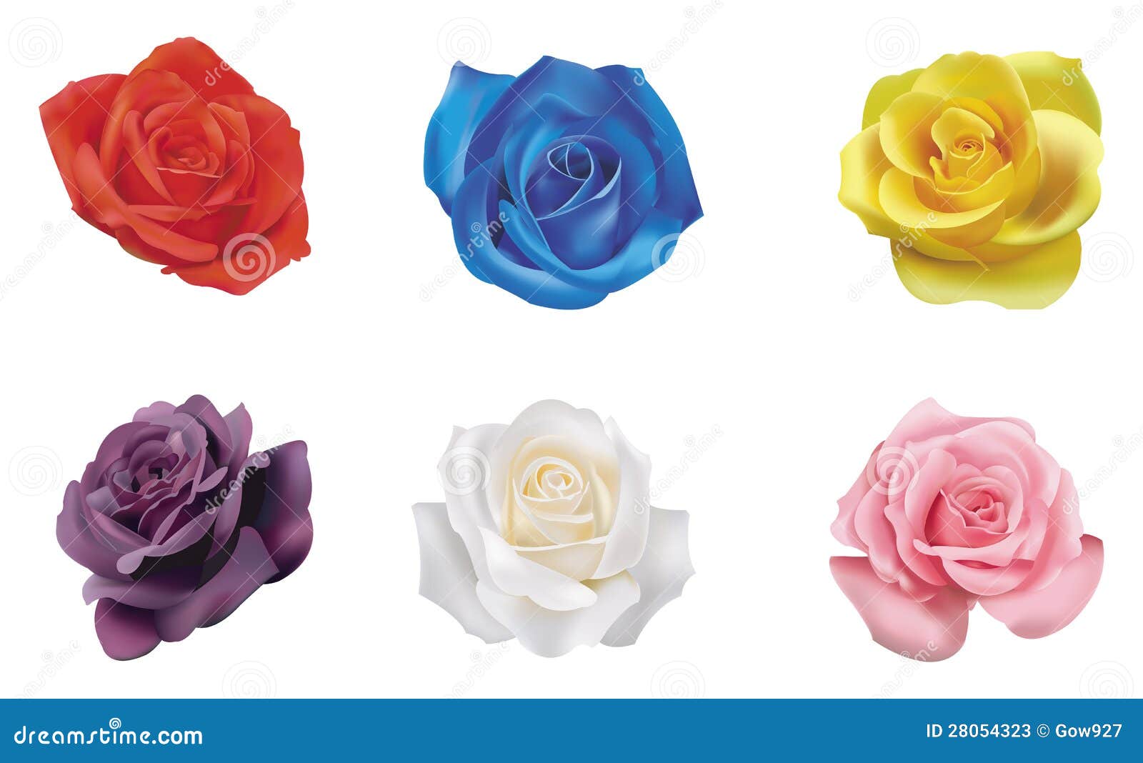 6 color roses collection stock vector. Illustration of petal - 28054323