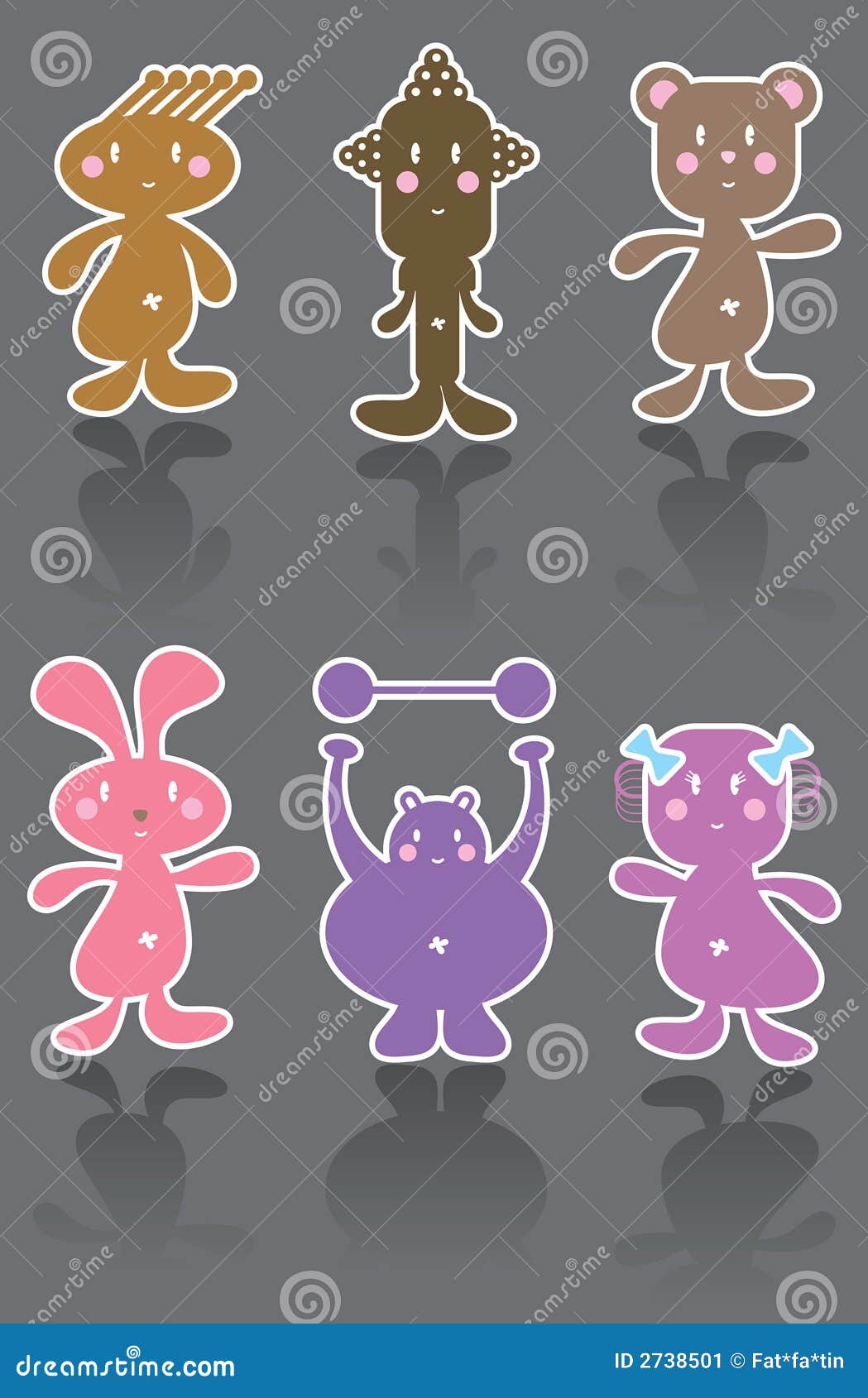 6 funny cartoon icons stock vector. Illustration of brown - 2738501