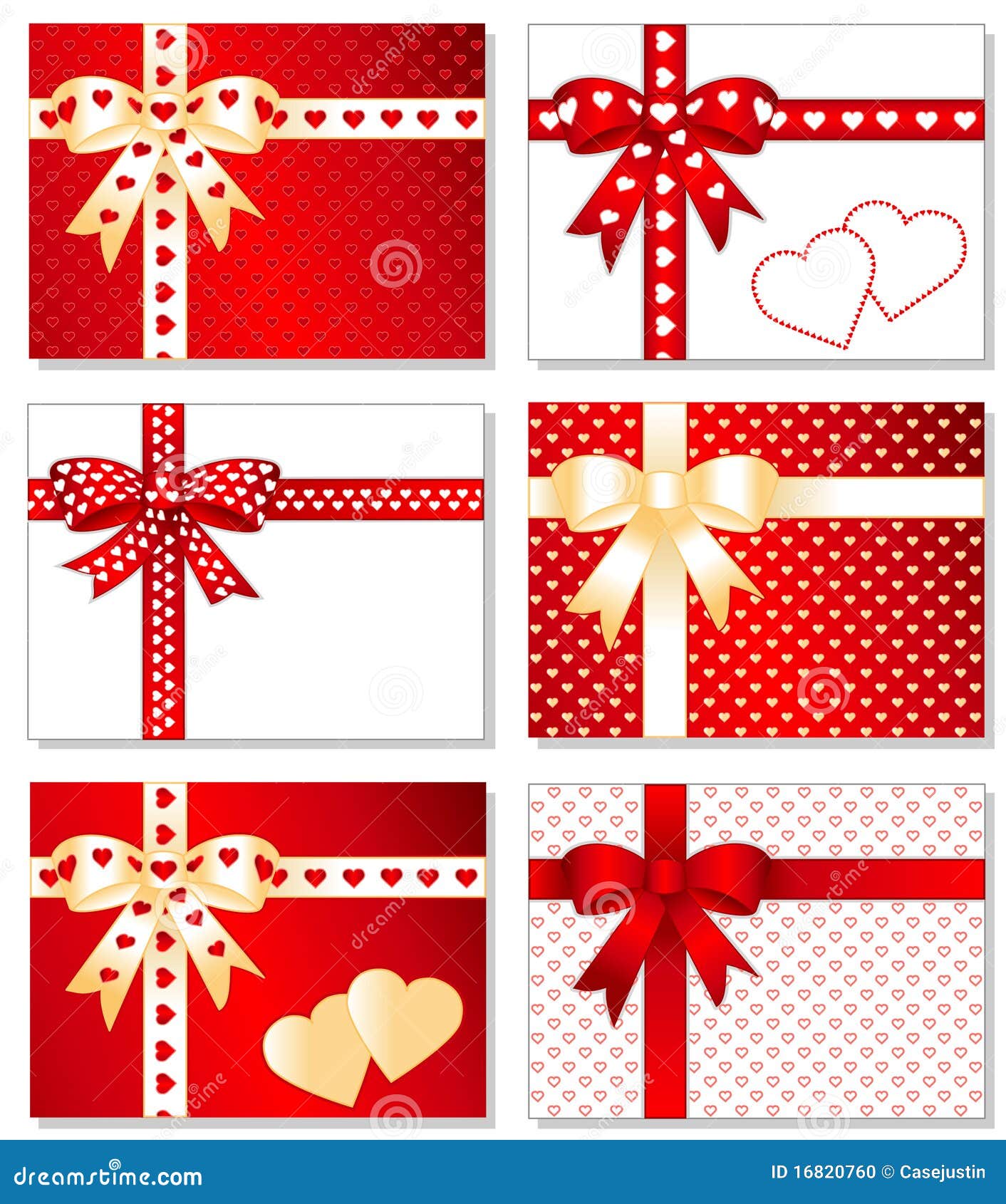 6 Gift Boxes with Hearts stock vector. Illustration of gold - 16820760