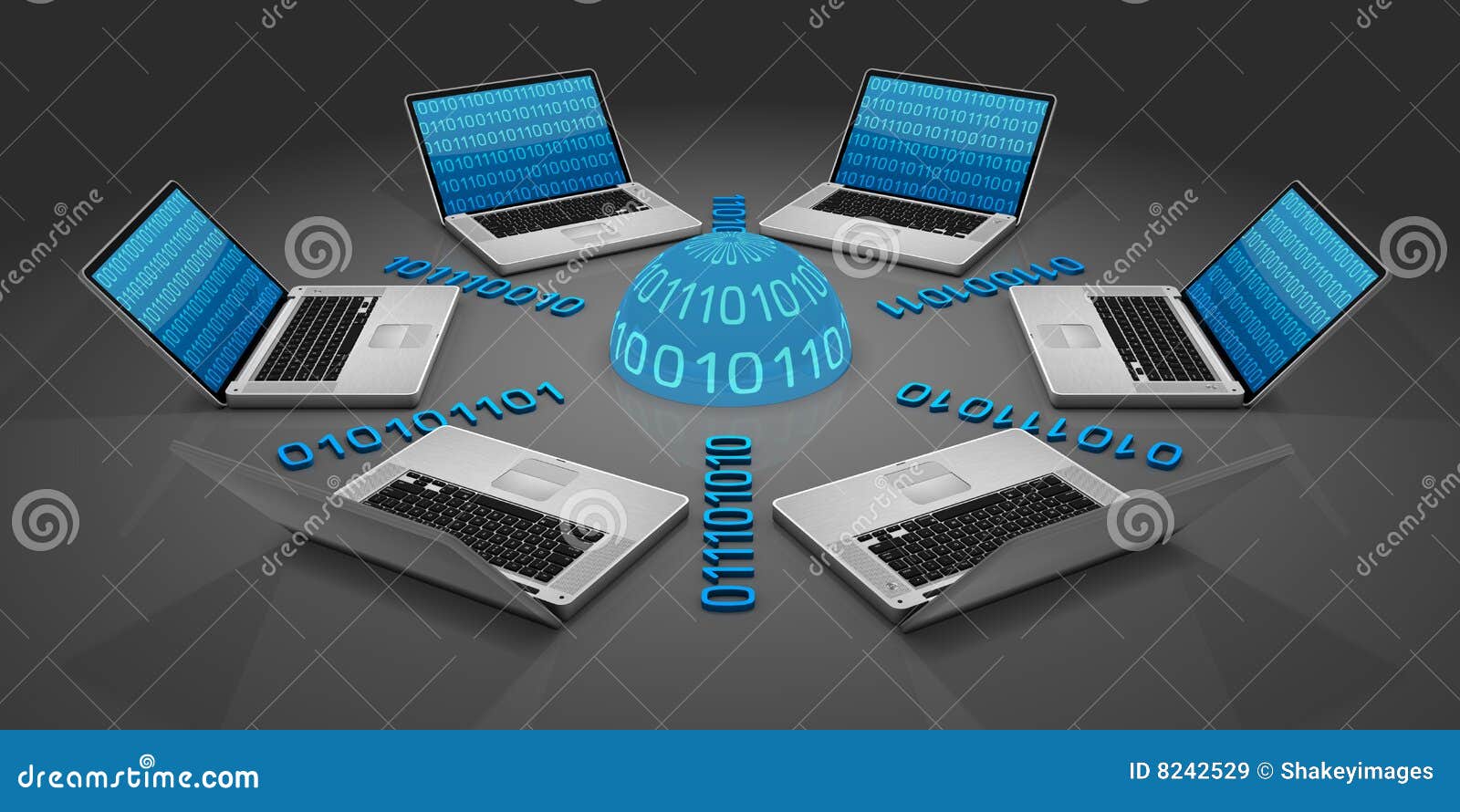 6 laptops in a Network stock illustration. Illustration of cool - 8242529