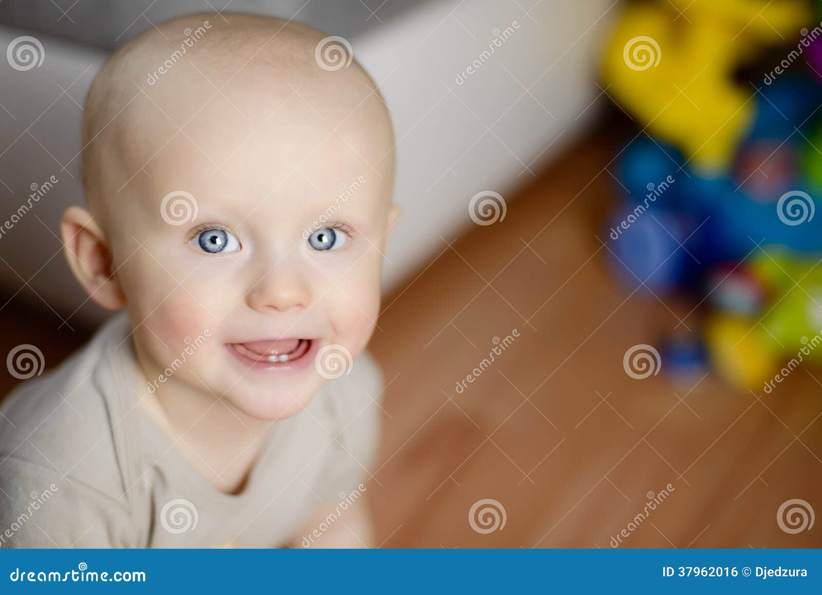 6 Month Baby Showing His First Two Teeth Laughing Stock Photo - Image ...