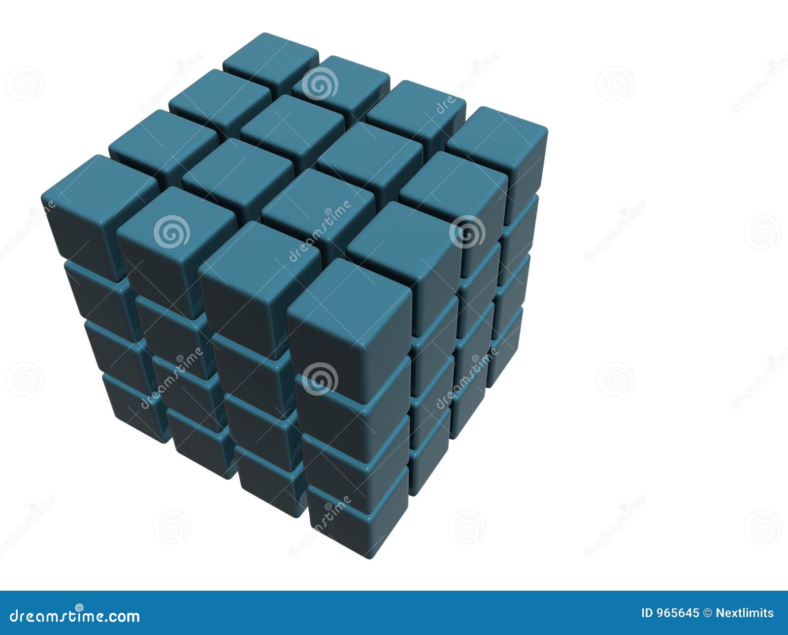 64 blue cubes stock illustration. Illustration of dimension - 965645