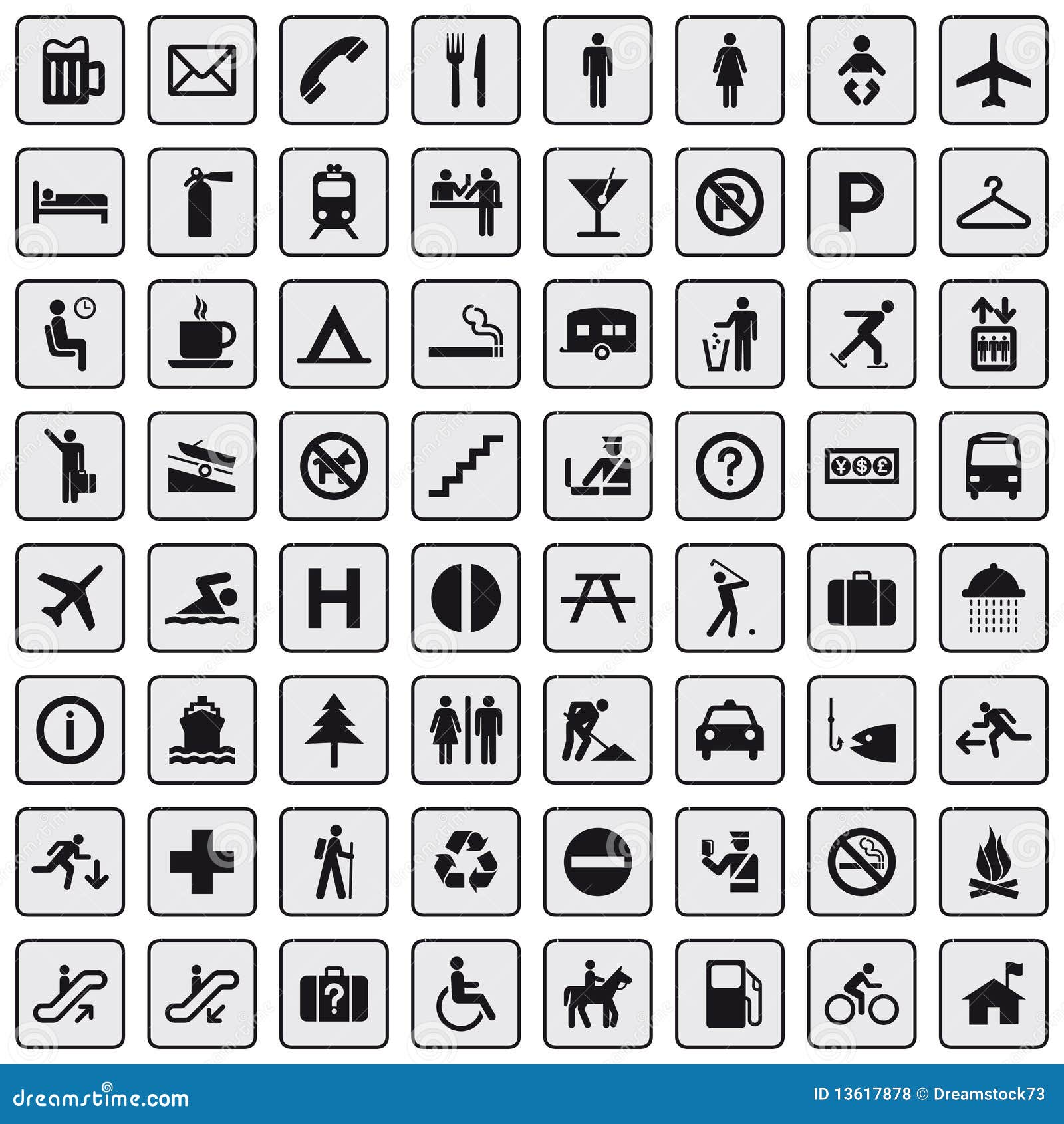 64 Icone Differenti, Pittogramma - Grey Illustrazione Vettoriale ...