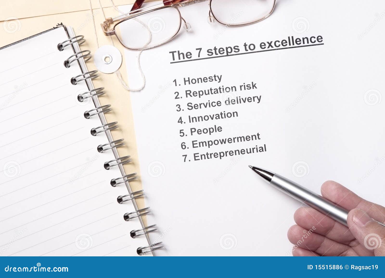 7 Steps To Excellence Concept - With Table Of Contents Royalty-Free ...