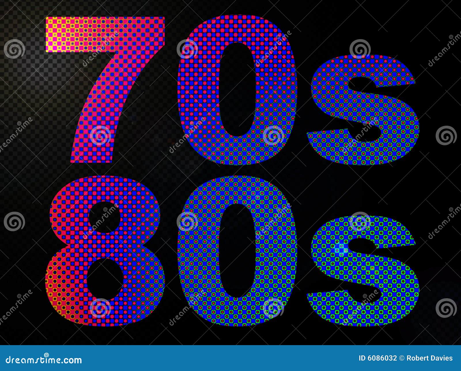 70s and 80s LED Neon Psychedelic Light Sign Stock Illustration ...