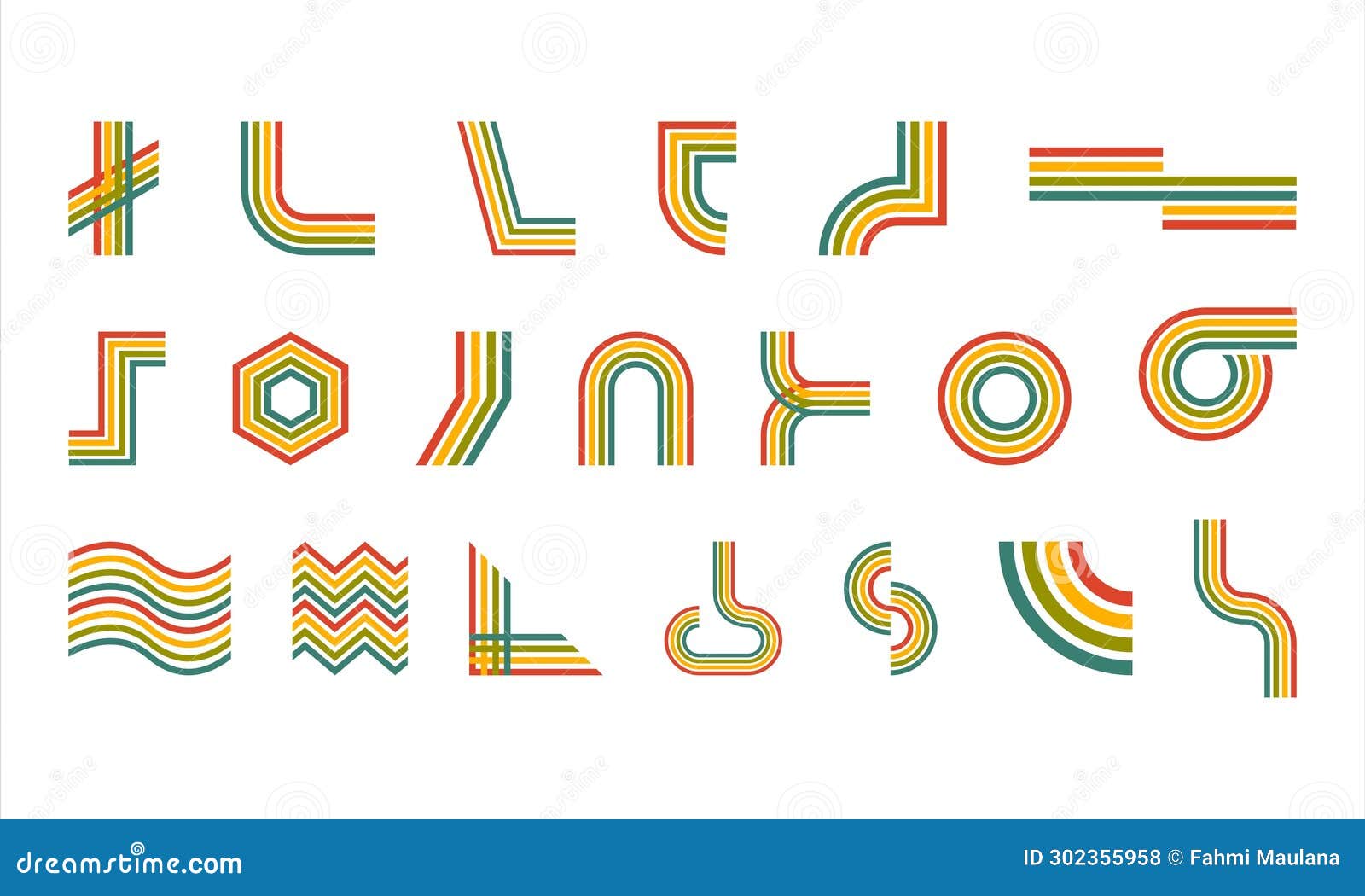 70s Groovy Lined Element Object Stock Illustration - Illustration of ...