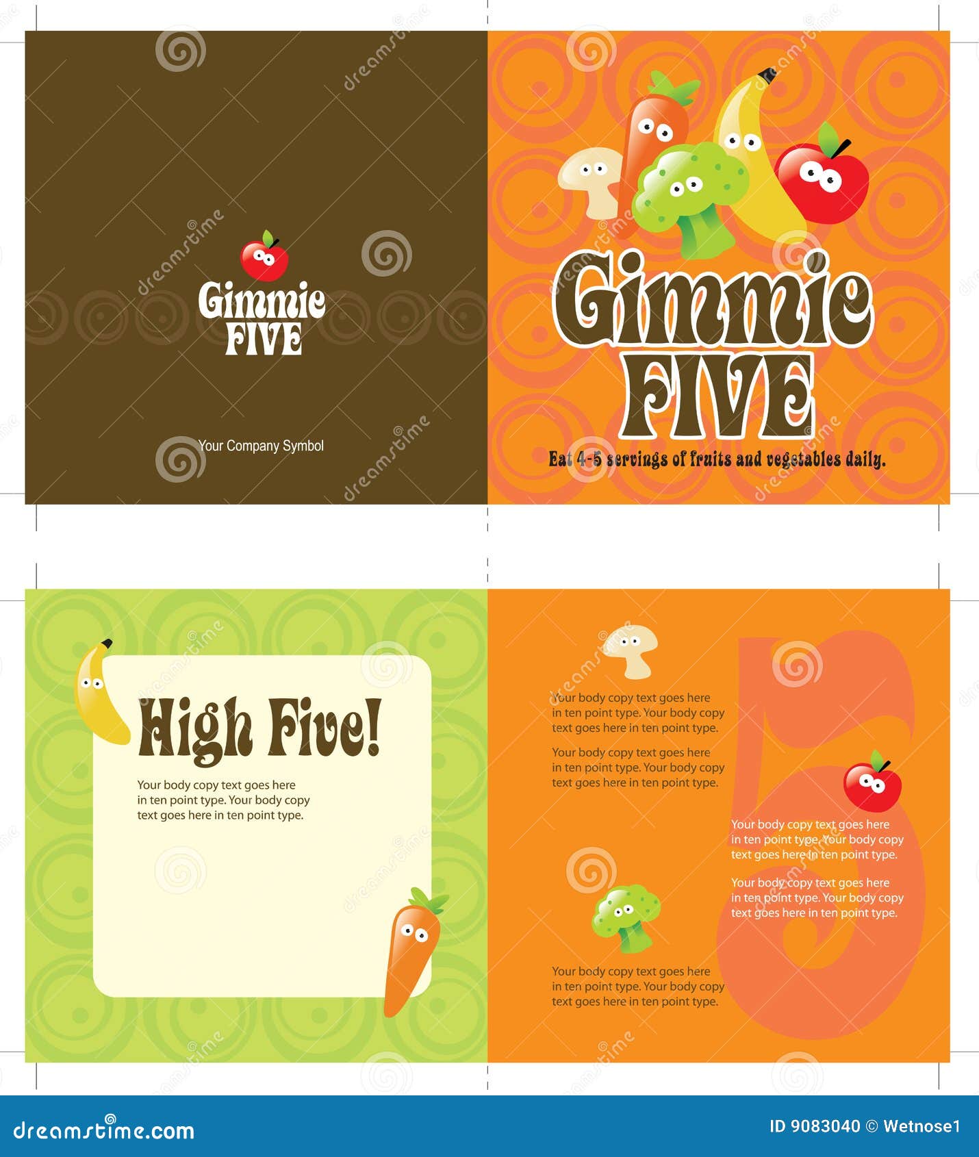 70s Style 5x10 Brochure Template Stock Vector - Illustration of banana ...