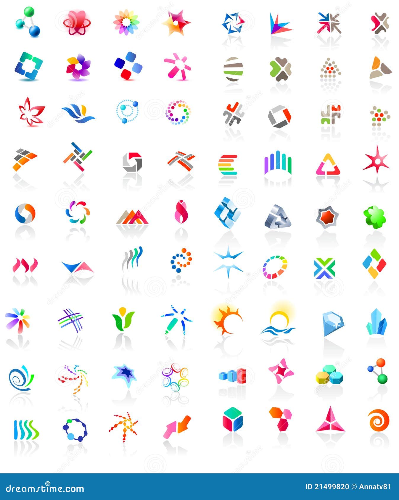 72 Colorful Vector Icons: (set 1) Stock Vector - Illustration of simple ...