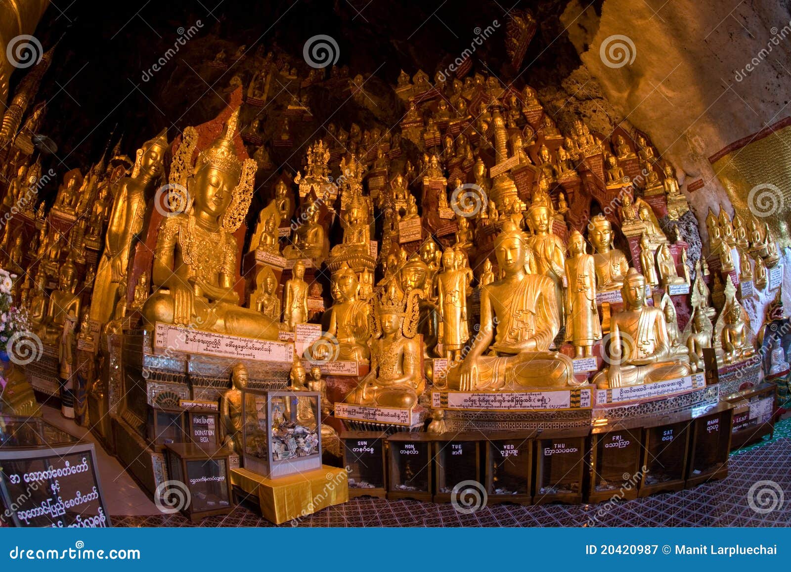 8,000 Buddhas Cave at Pindaya Cave in Myanmar . Stock Image - Image of ...