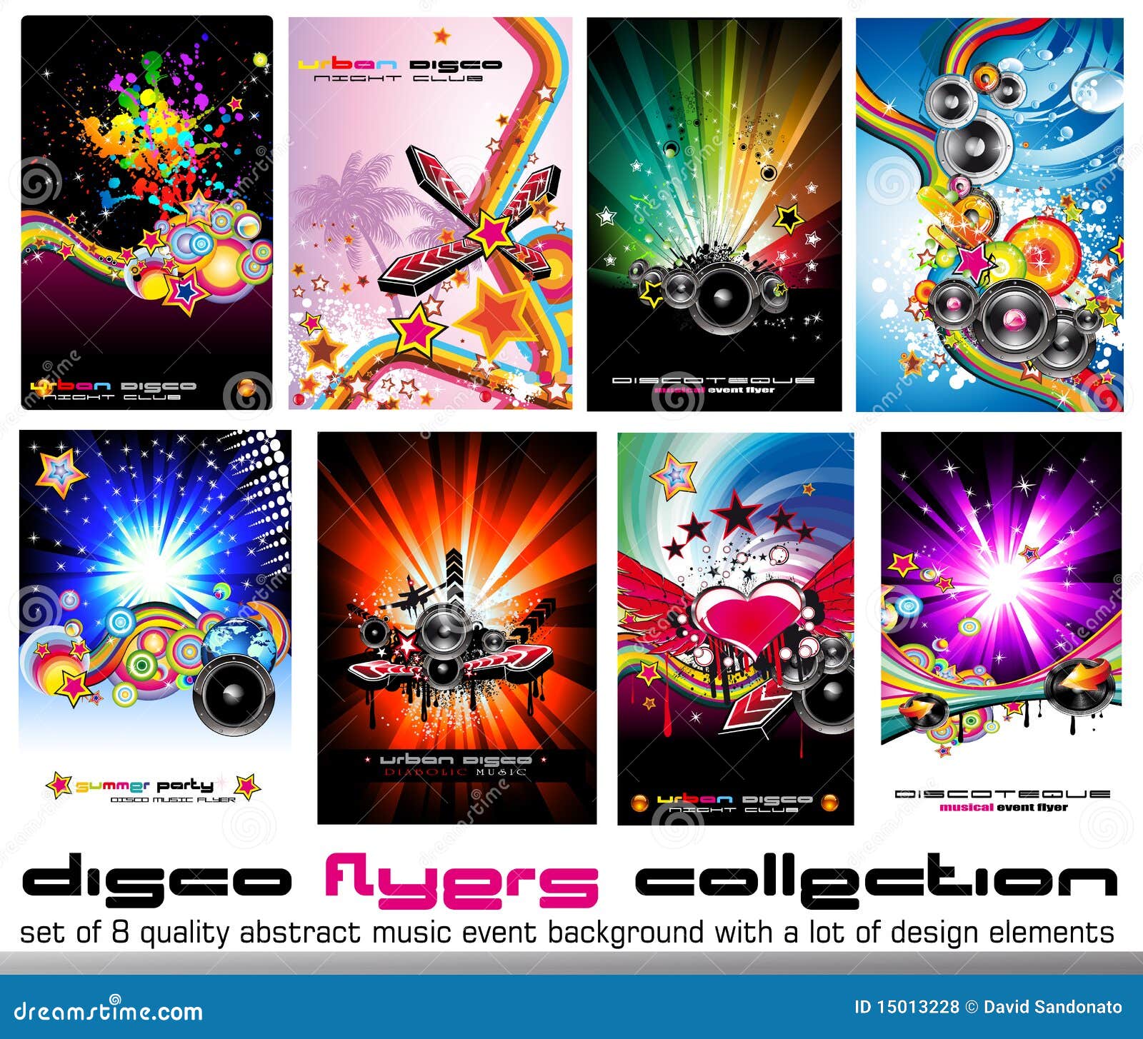 8 Colorful Background for Discoteque Flyers Stock Vector - Illustration ...