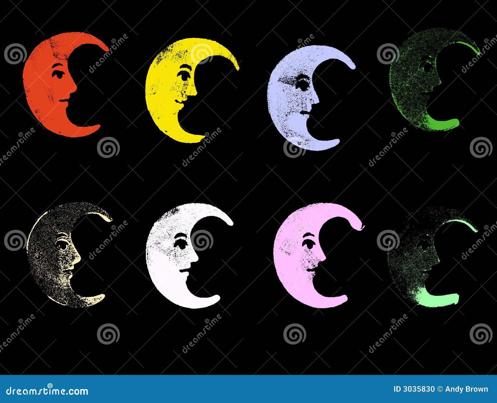 8 Grunge Moons stock vector. Illustration of glow, curve - 3035830