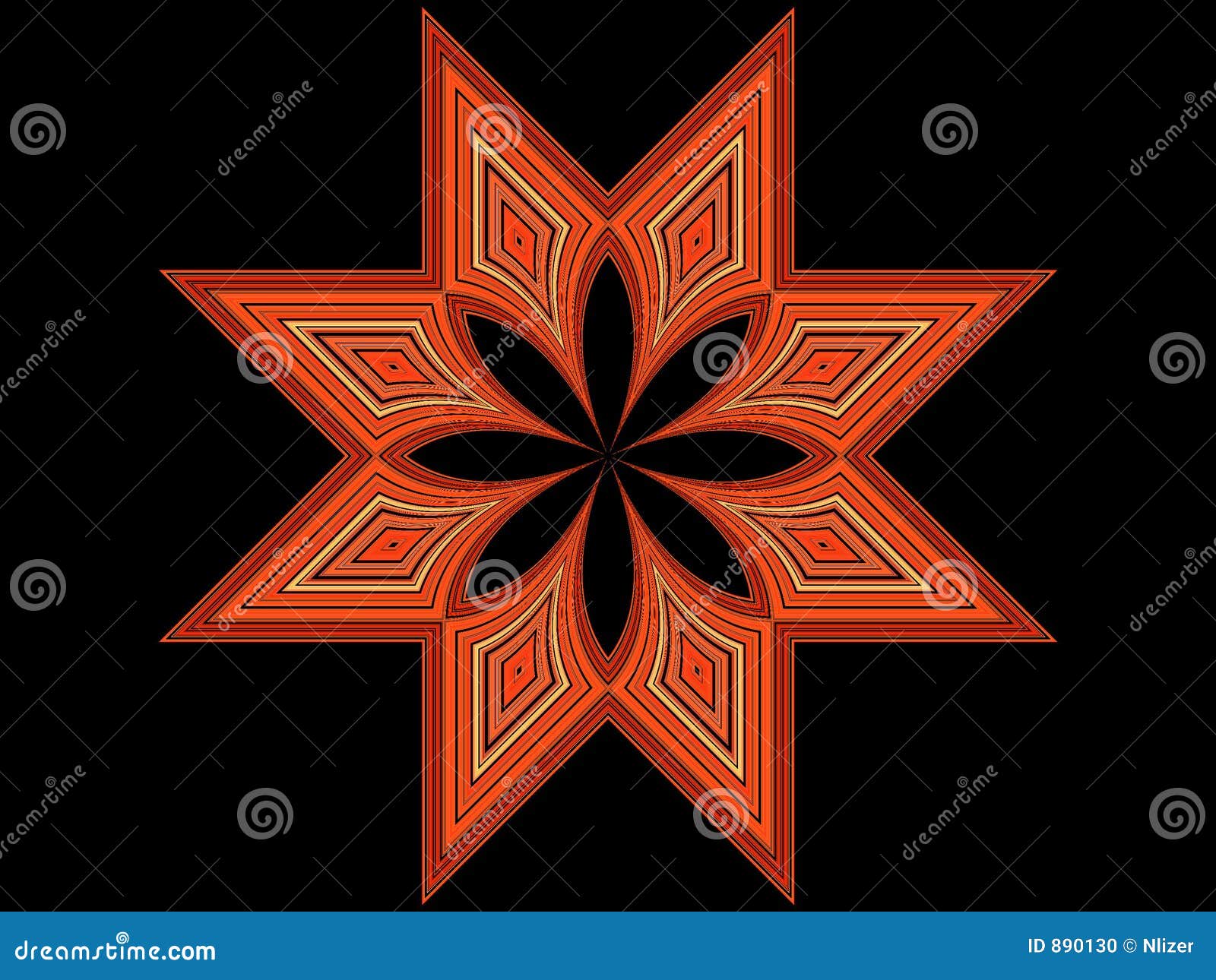 8 Point Orange Star on Black Stock Illustration - Illustration of ...