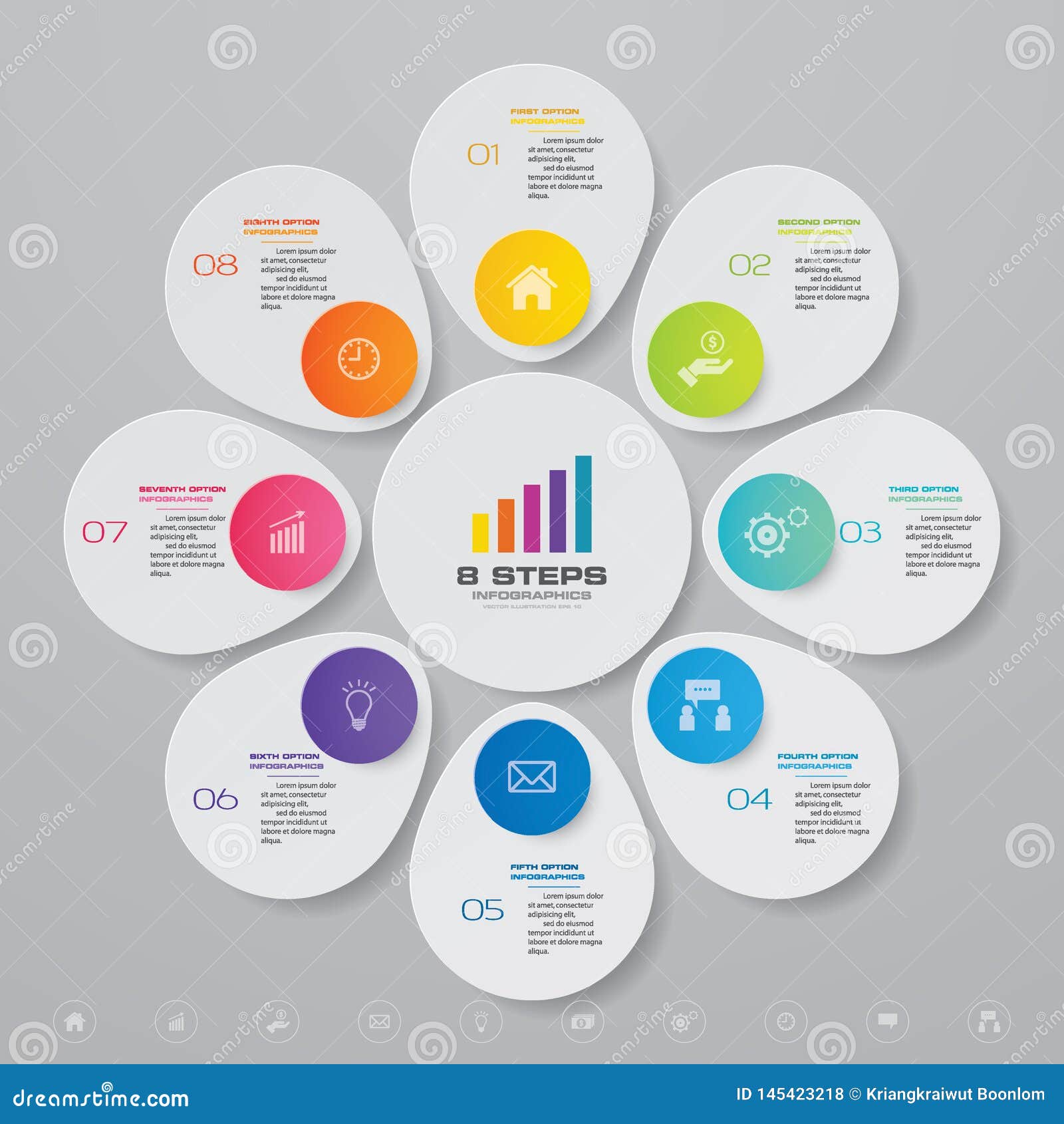 8 Steps Cycle Chart Infographics Elements for Data Presentation. Stock ...