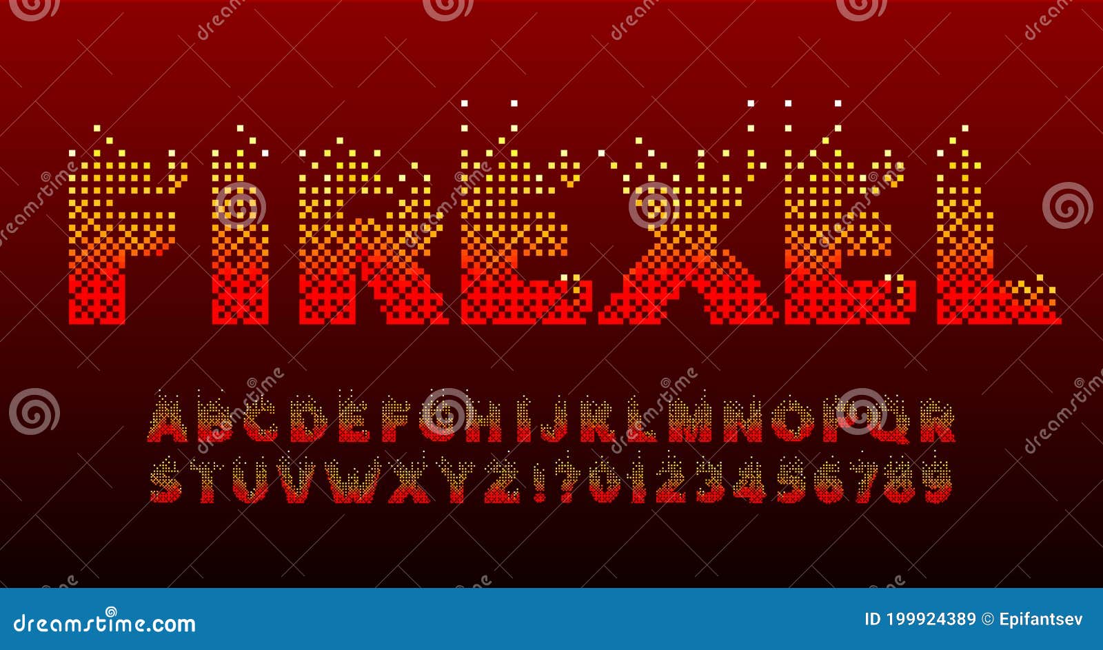 Pixel Flame Borders. 8 Bit Fire Assets, Linear Burning Effect, Retro ...