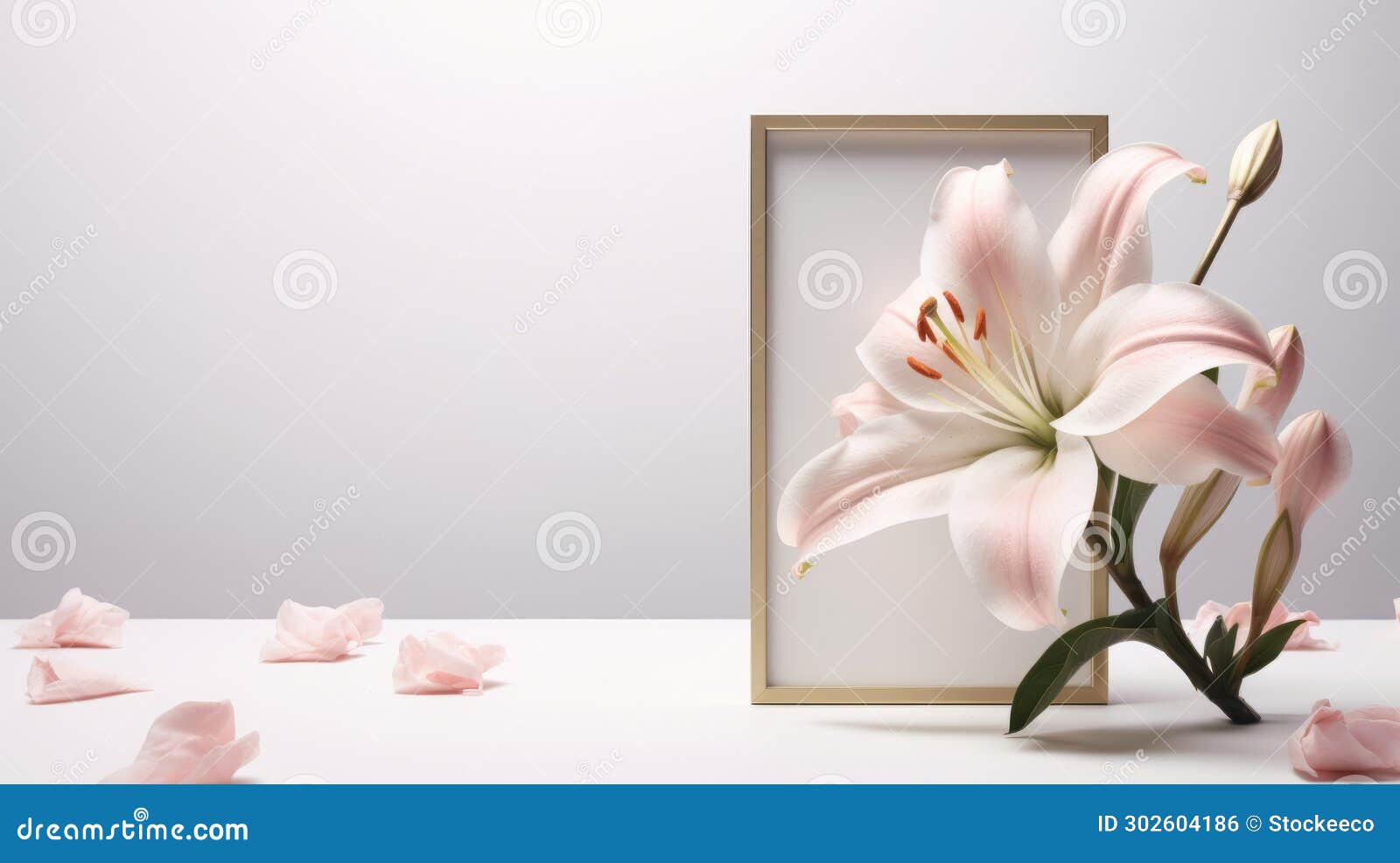 8k Lily Frame Animation Mockup with Reflectant Floor Stock Illustration ...