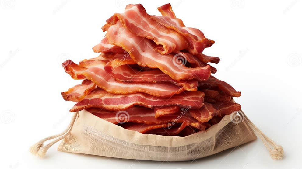 8k Resolution Bacon in Bag - Isolated on White Background Stock ...