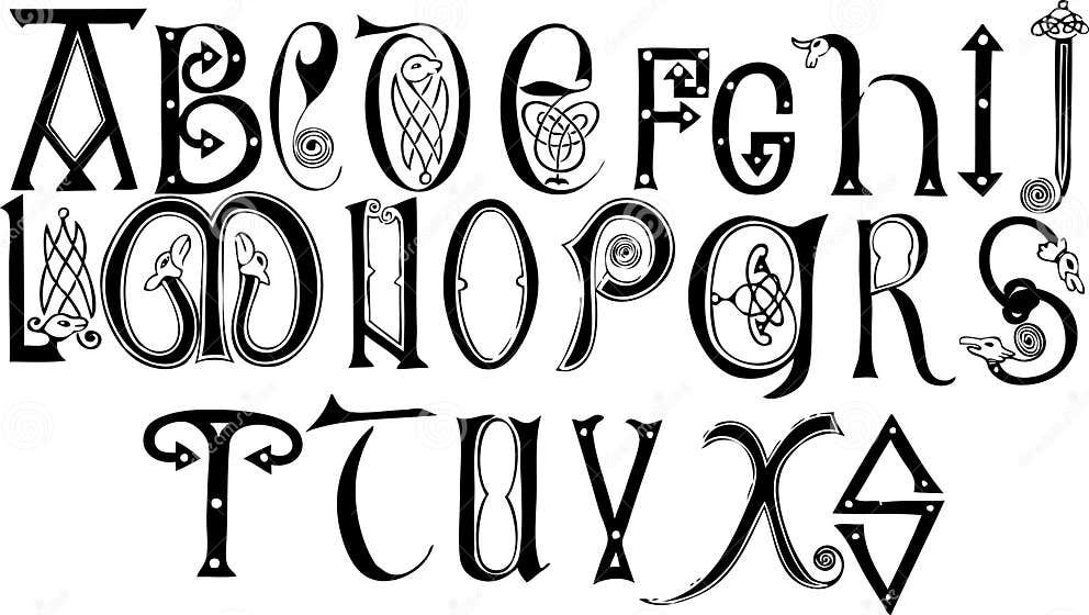 8th and 9th Centuries Anglo-Saxon Alphabet Stock Illustration ...