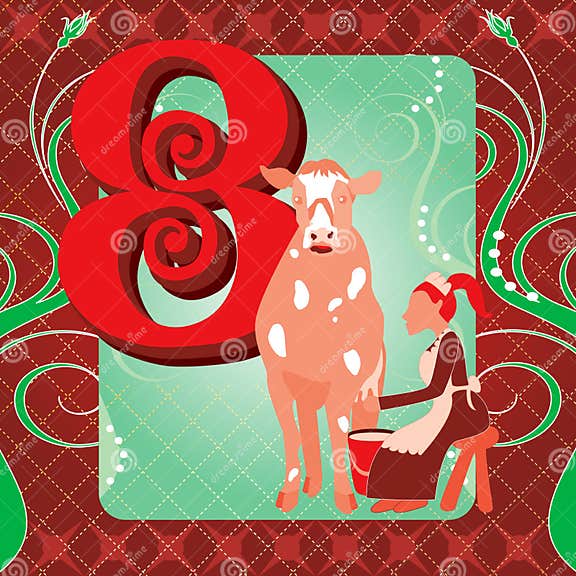 8th Day of Christmas stock vector. Illustration of card - 22015296