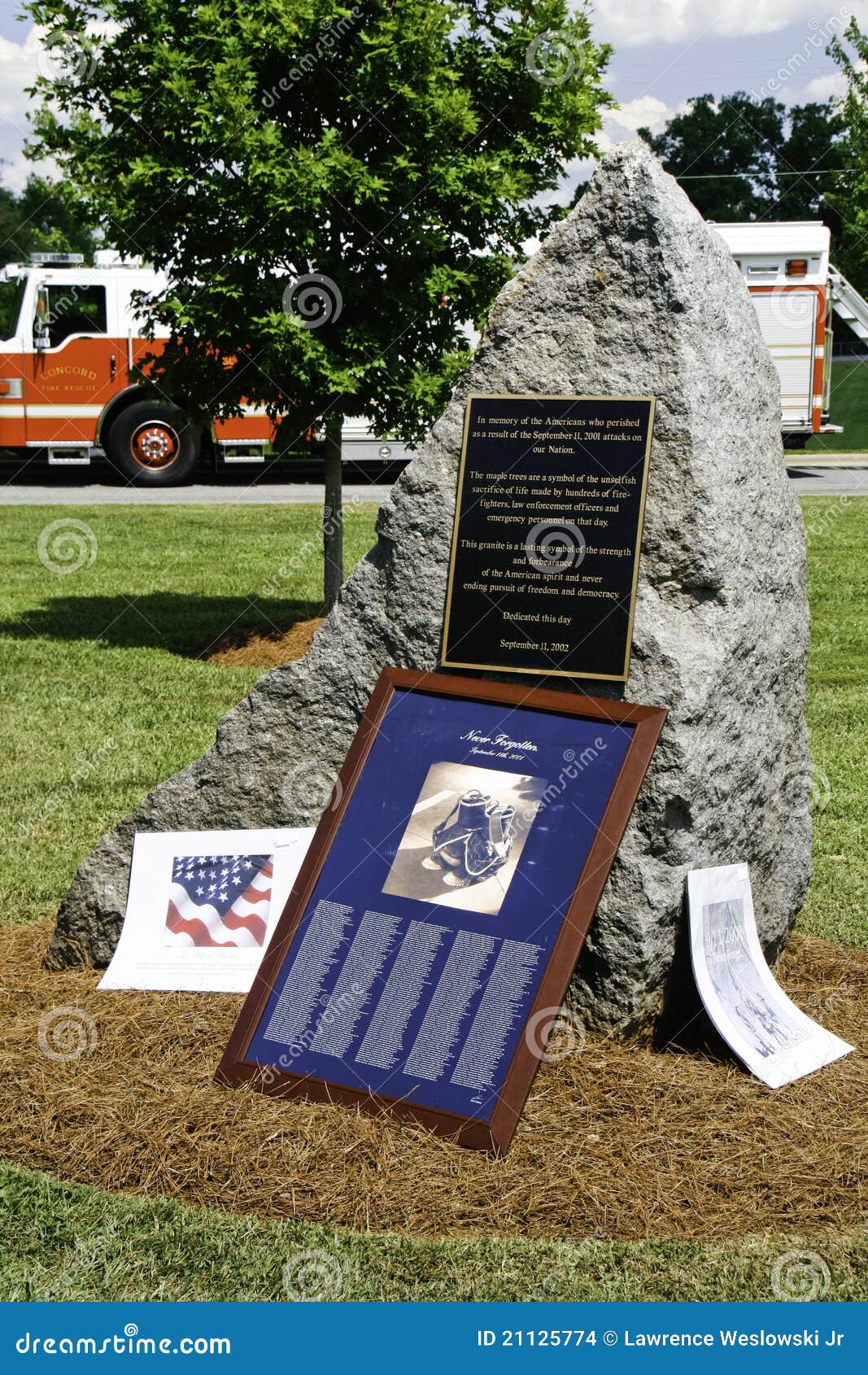 9 11 Ceremony Memorial and Fire Truck Editorial Stock Image - Image of ...