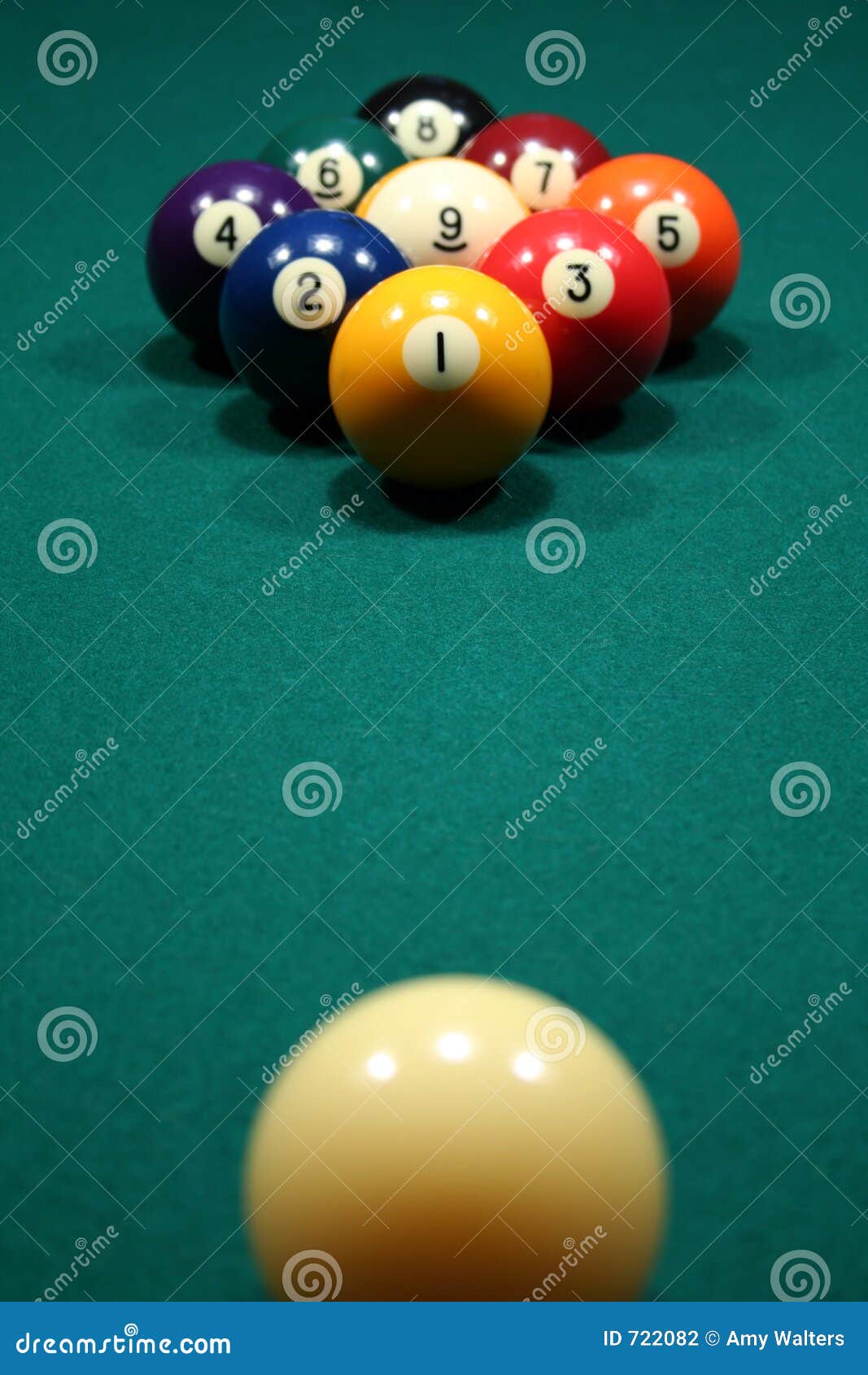 9-Ball Rack of Billiard Balls. Stock Photo - Image of match, break: 722082