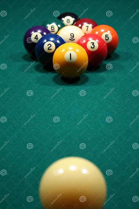 9-Ball Rack of Billiard Balls. Stock Photo - Image of match, break: 722082