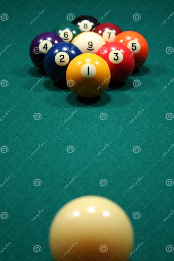 9-Ball Rack of Billiard Balls. Stock Photo - Image of match, break: 722082