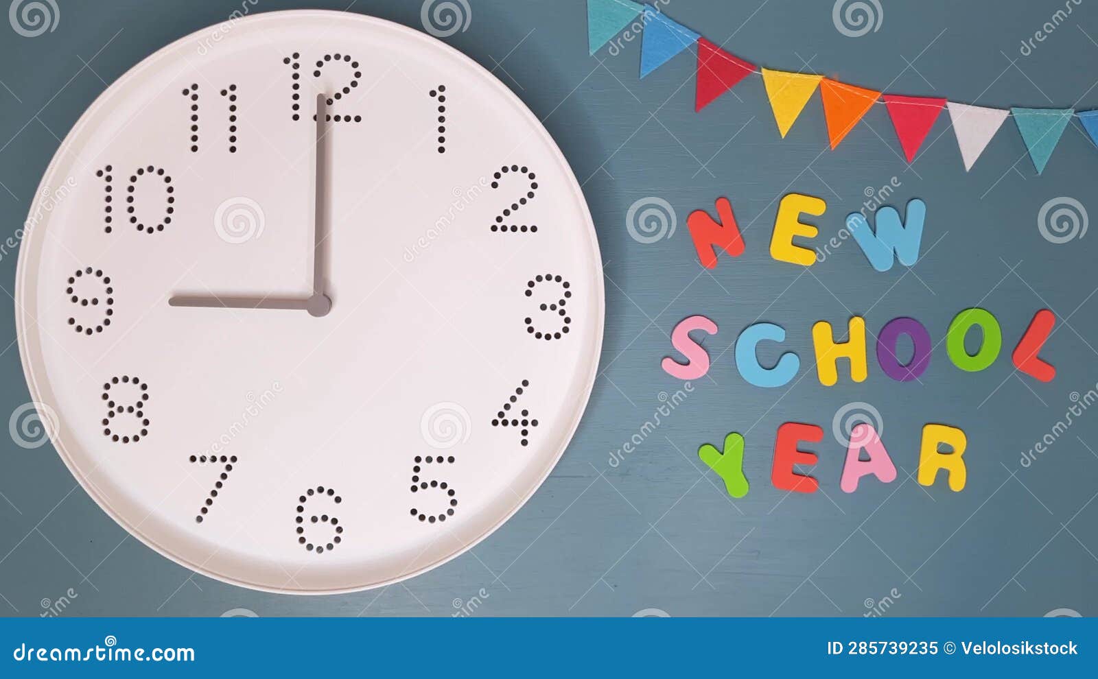 9 am Clocks on Blue Background and New School Year Text. Back To School ...