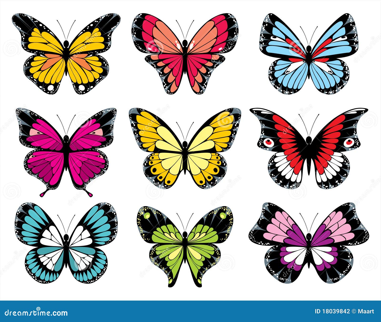 9 Colorful Butterfly Icons Stock Photography - Image: 18039842