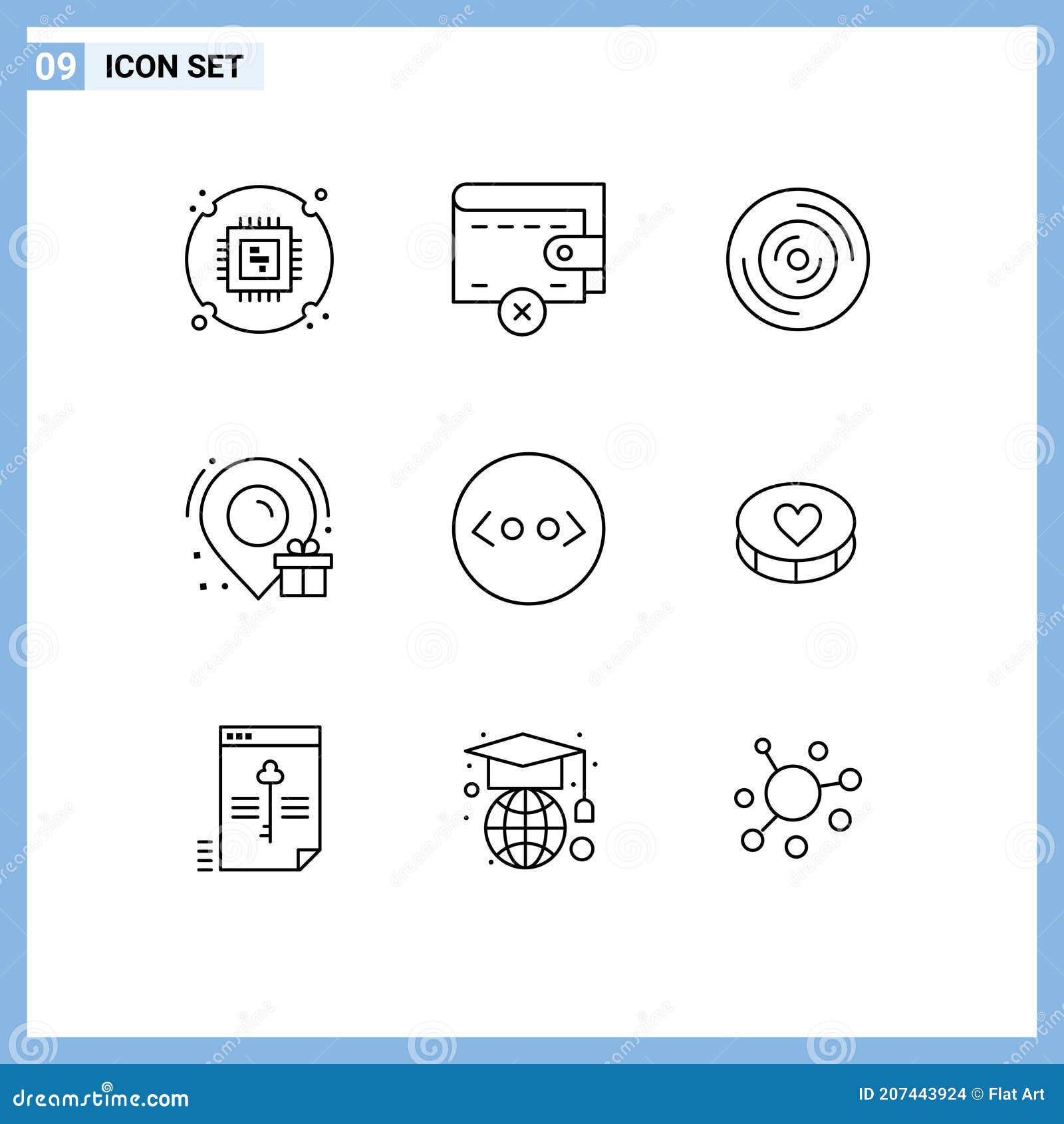 9 Creative Icons Modern Signs and Symbols of Favorite, Code, Music ...